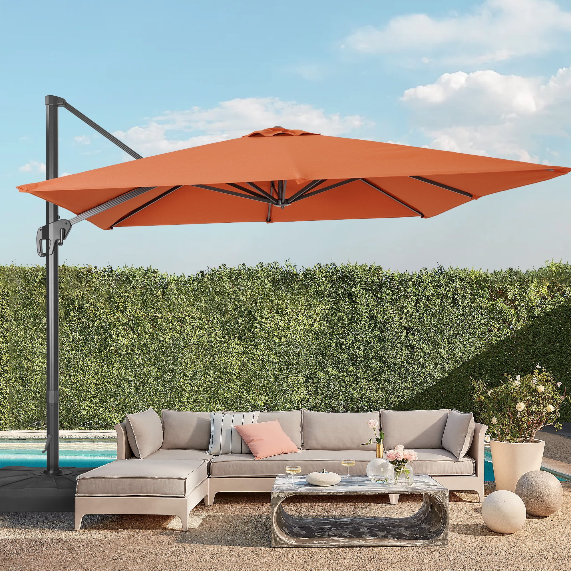 FLAME&SHADE 10×10FT Cantilever Patio Umbrella – Ultimate Outdoor ...