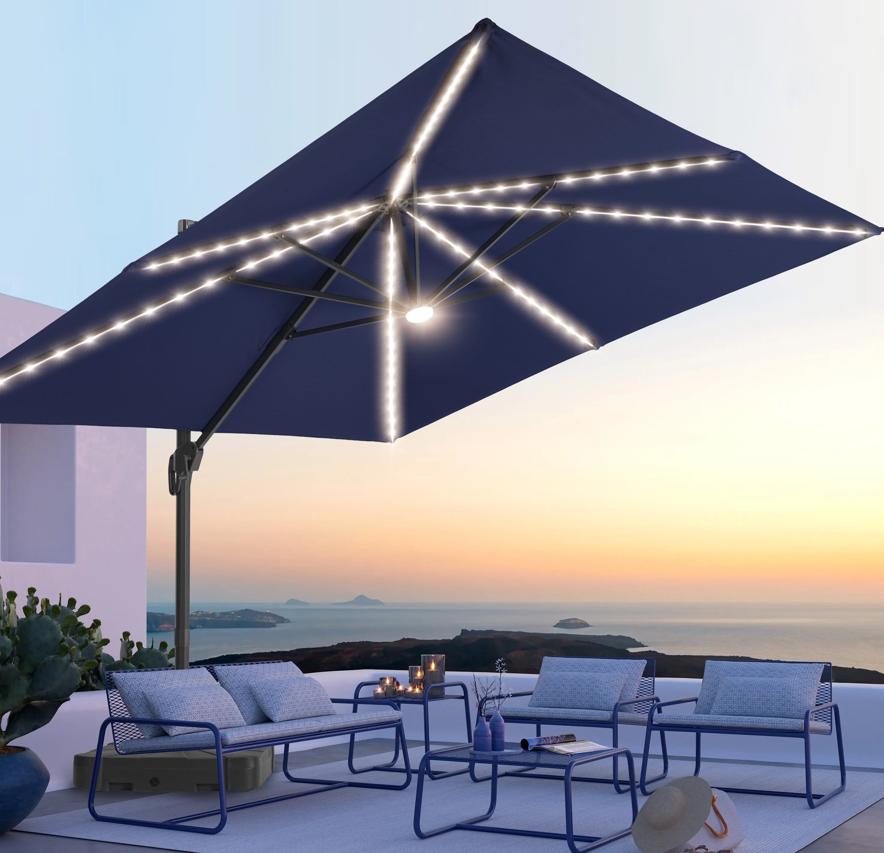 FLAME&SHADE 10×10FT LED Cantilever Patio Umbrella – Ultimate Outdoor ...