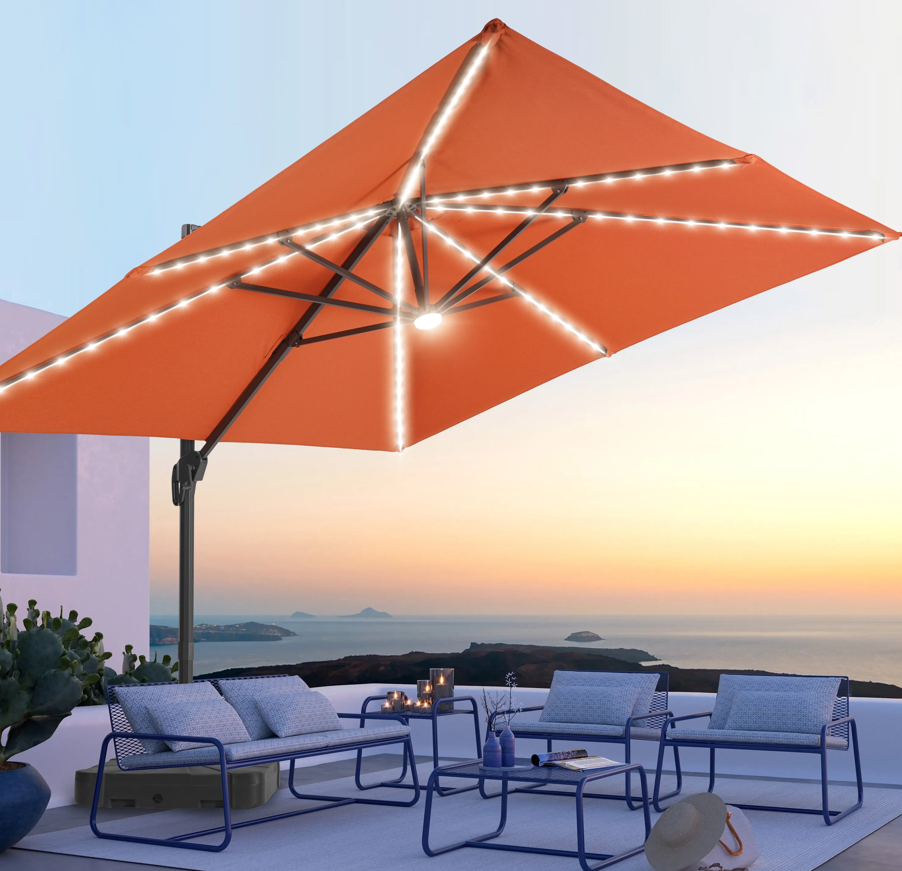 FLAME&SHADE 10×10FT LED Cantilever Patio Umbrella – Ultimate Outdoor ...