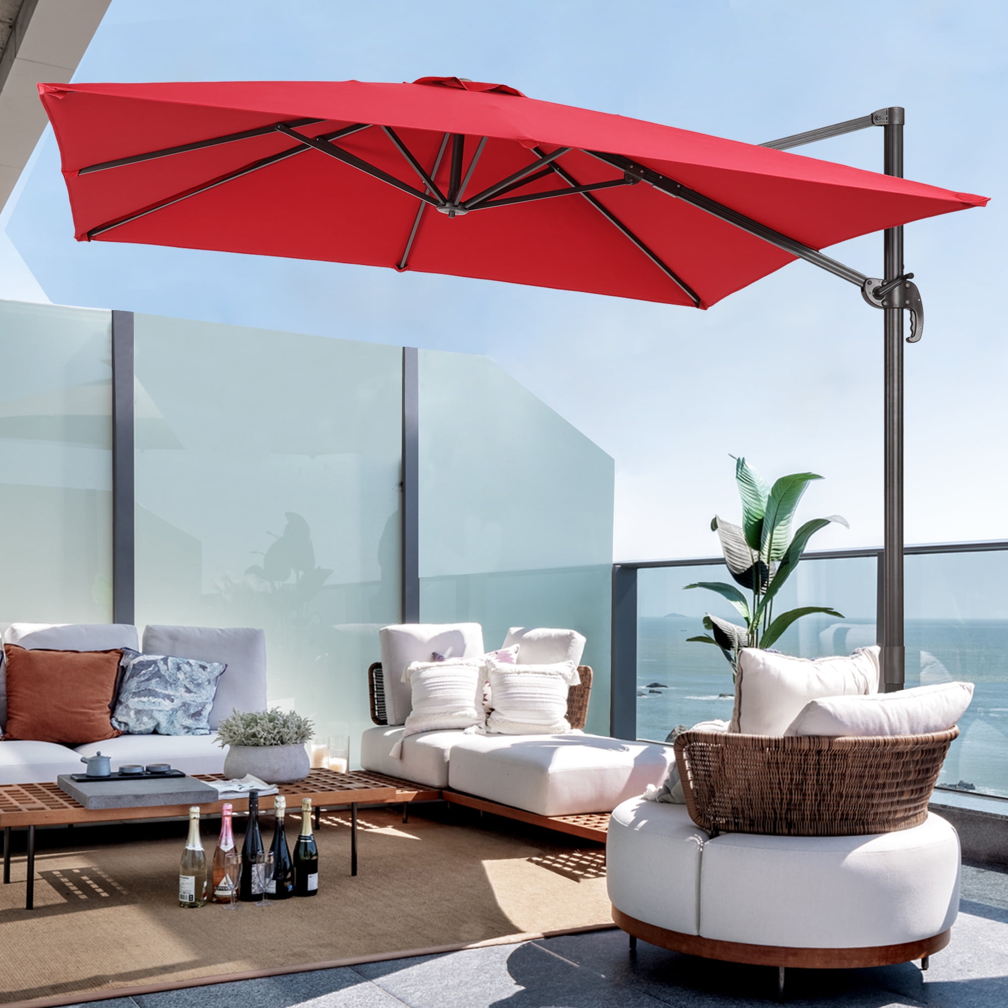 FLAME&SHADE 10×8FT Rectangular Cantilever Umbrella For Your Outdoor ...