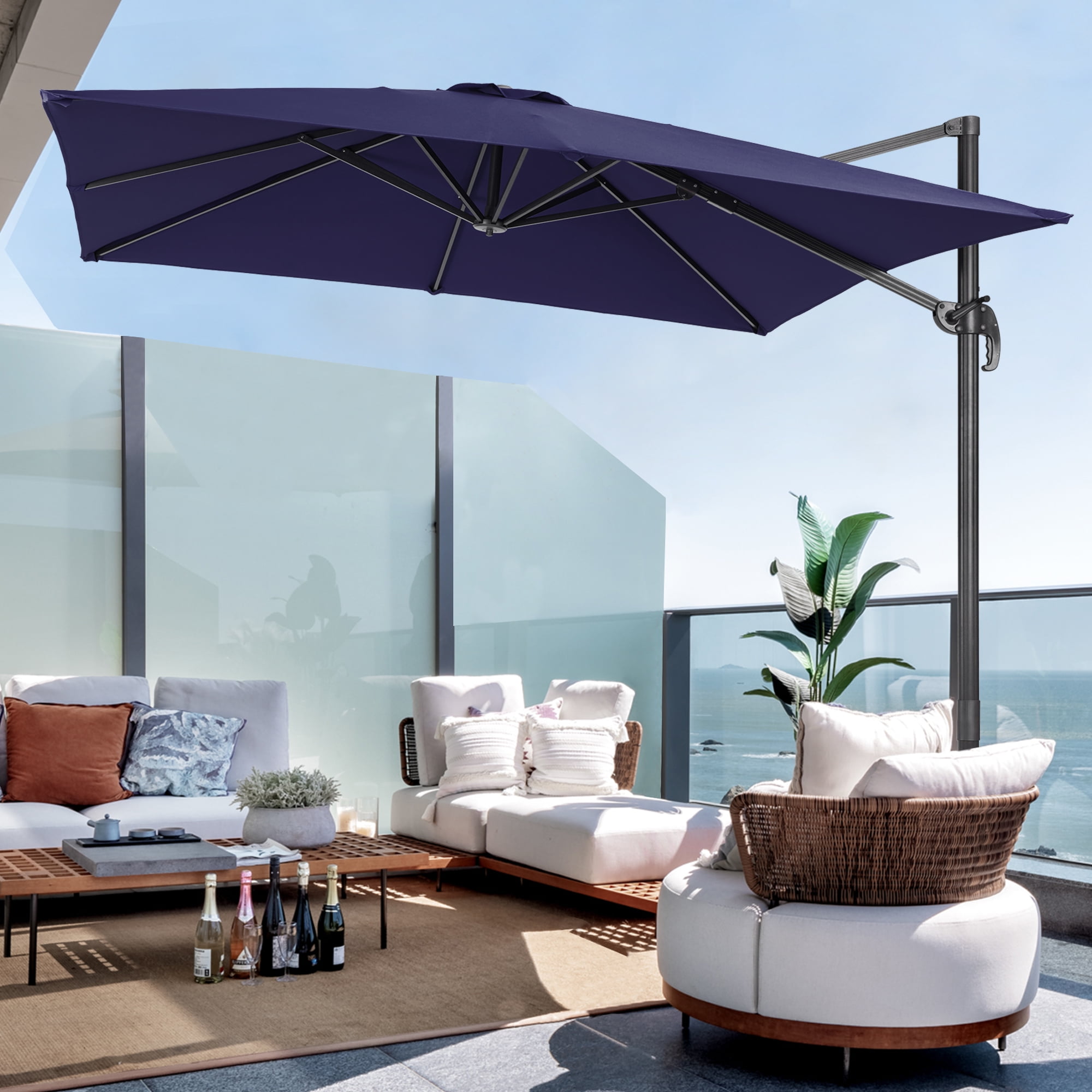 FLAME&SHADE 10×8FT Rectangular Cantilever Umbrella For Your Outdoor ...