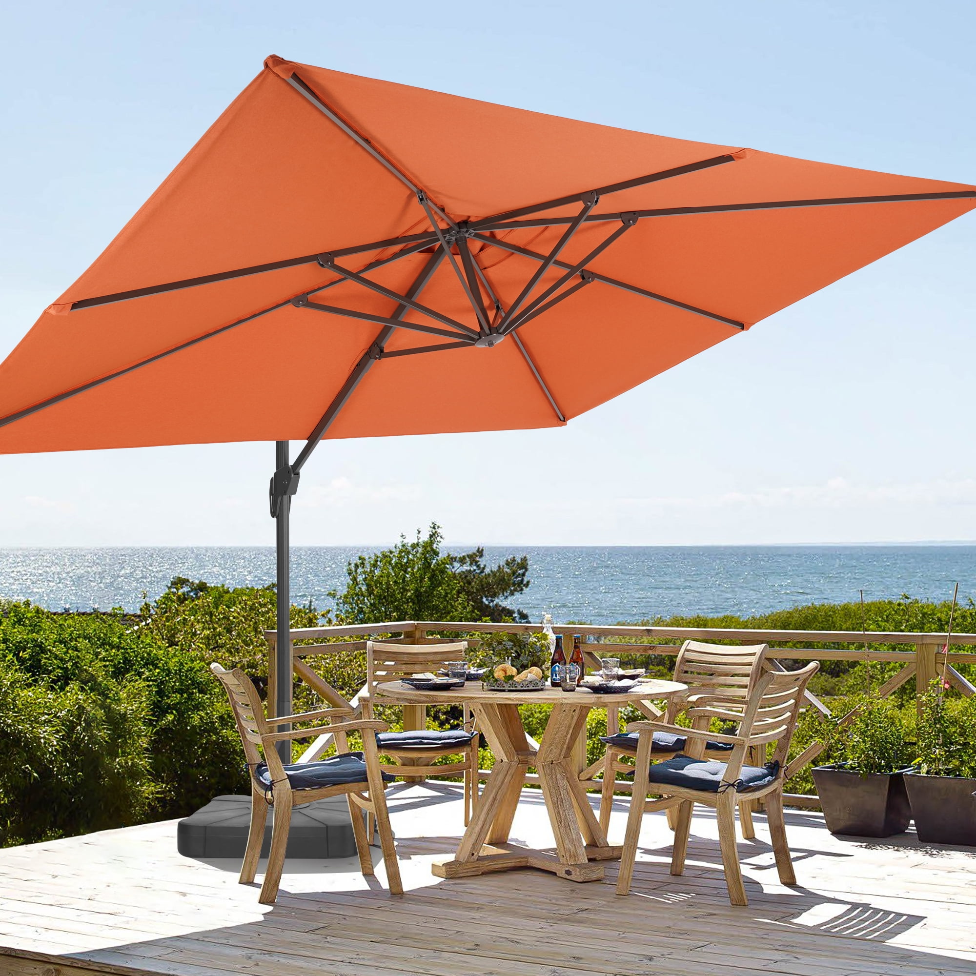 FLAME&SHADE 11.5×9FT Cantilever Patio Umbrella – Ultimate Outdoor Comfort with 360° Rotation and ...