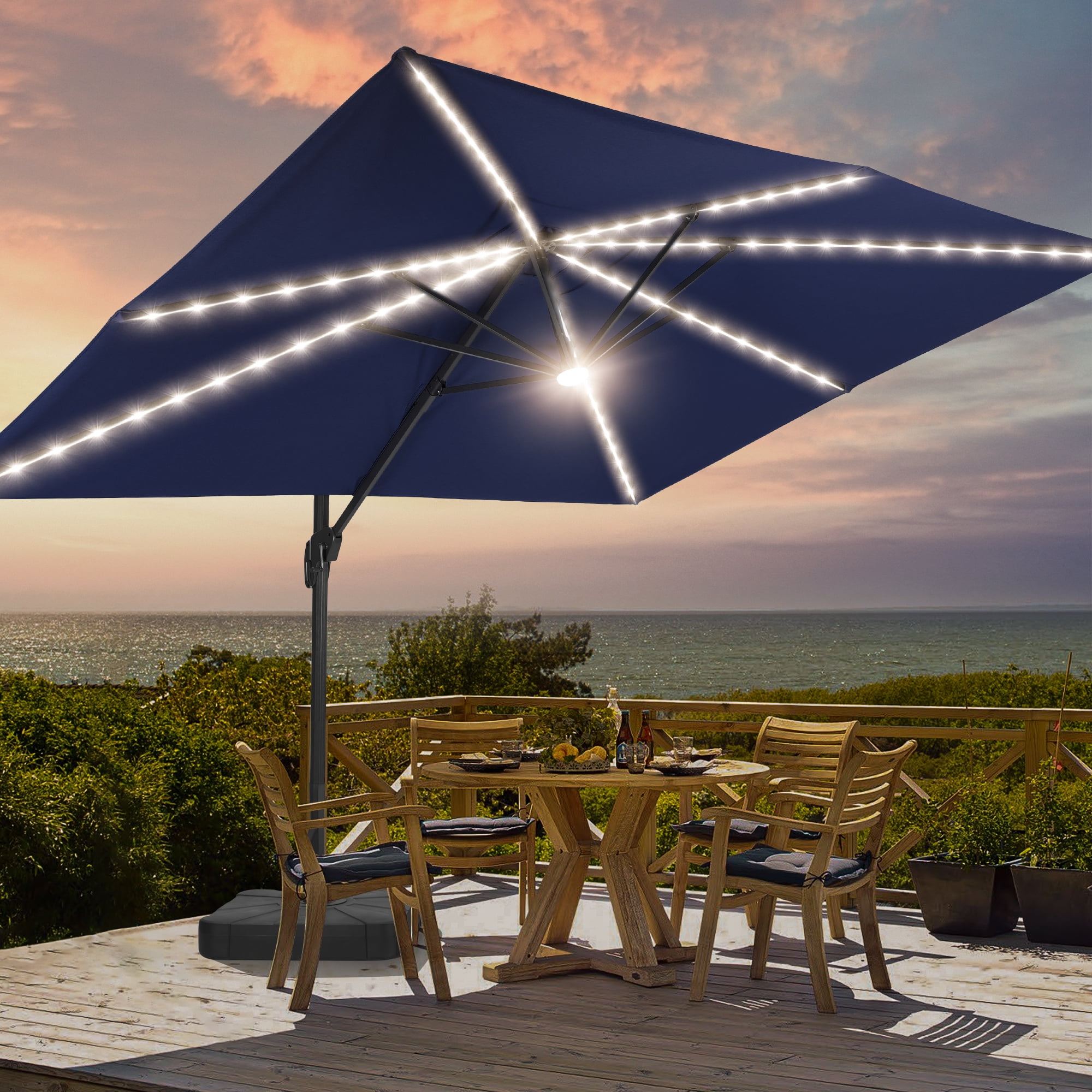 FLAME&SHADE 11.5×9FT LED Cantilever Patio Umbrella – Ultimate Outdoor ...