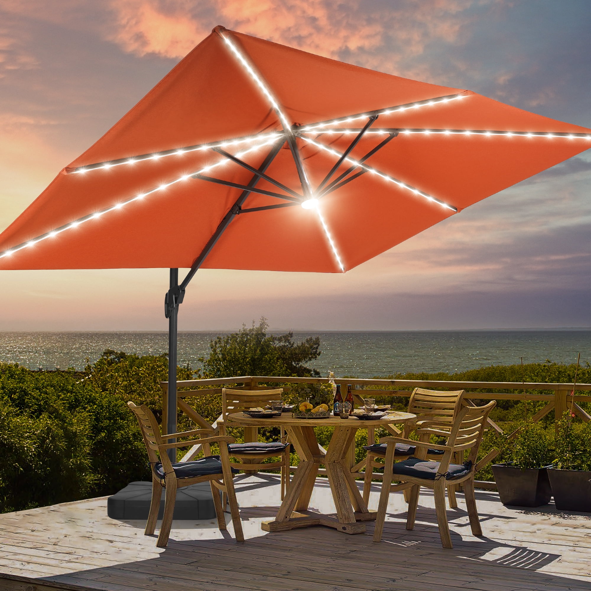 FLAME&SHADE 11.5×9FT LED Cantilever Patio Umbrella – Ultimate Outdoor ...
