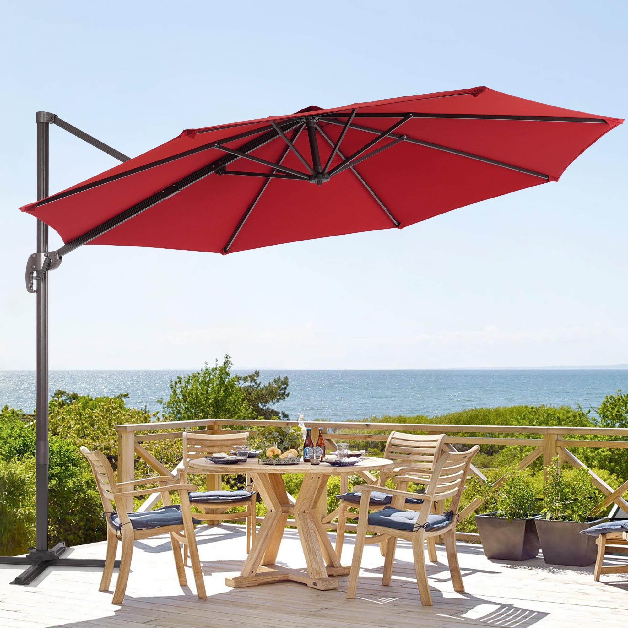 FLAME&SHADE 11FT Cantilever Patio Umbrella – Ultimate Outdoor Comfort ...