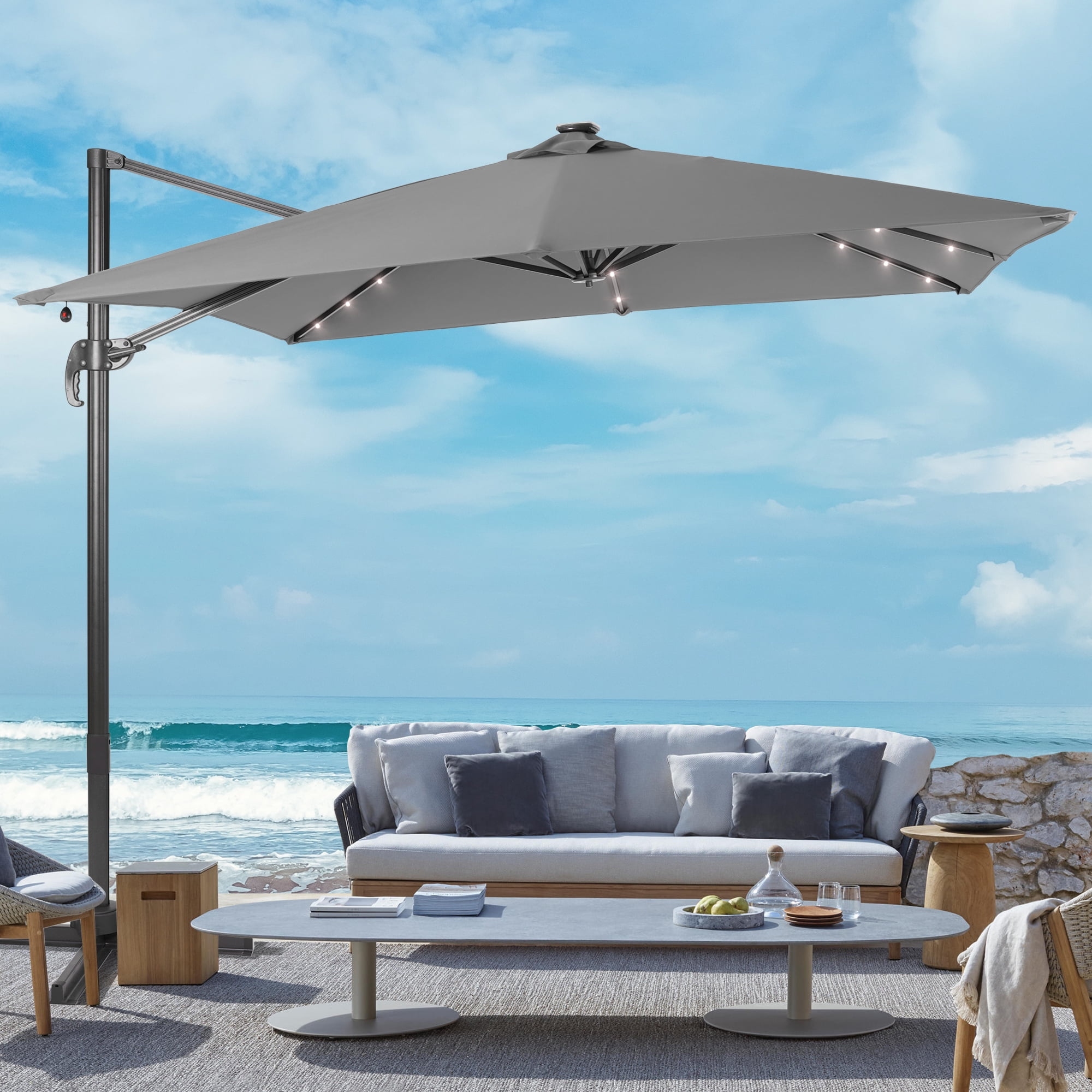 FLAME&SHADE 9×9FT LED Cantilever Patio Umbrella – Ultimate Outdoor ...