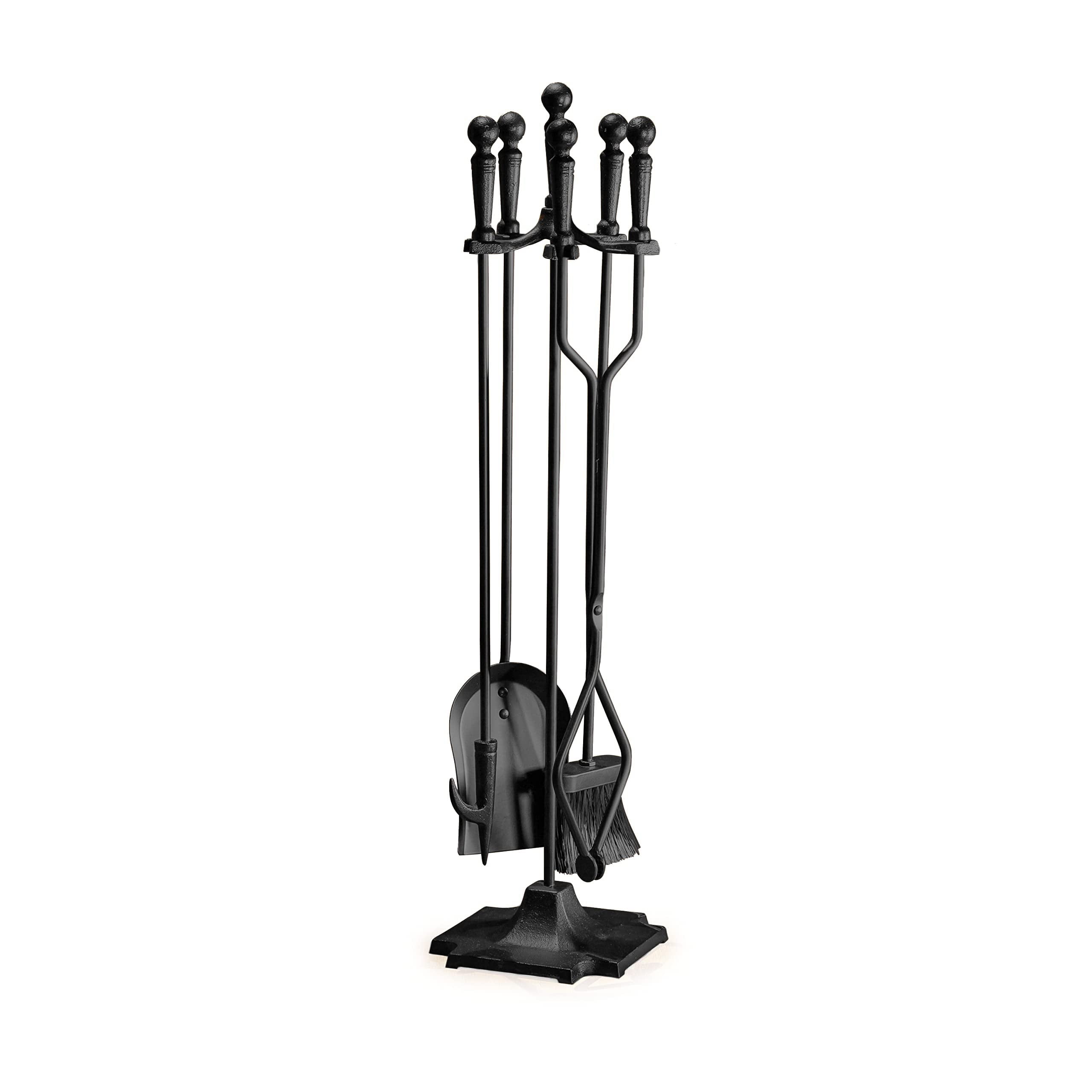 FLAMELY 5pc Fireplace Tool Set - Classic Poker, Shovel, Tongs & Brush ...