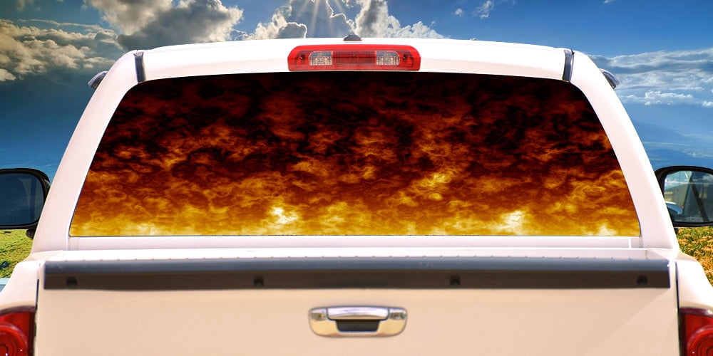 FLAMES 2 Rear Window Graphic decal truck suv view thru vinyl - Walmart.com
