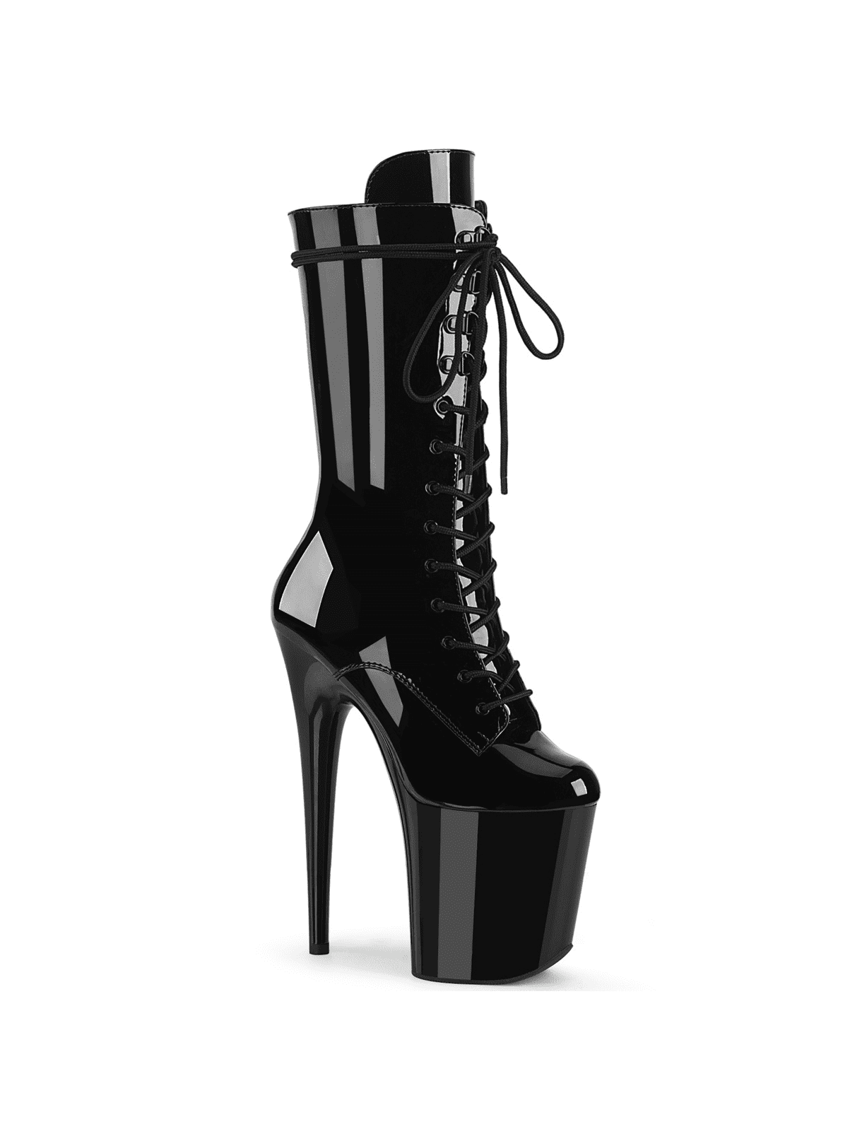 FLAMINGO-1050, 8" Heel 4" Platform Lace-Up Glitter Ankle Boot Side Zip ...