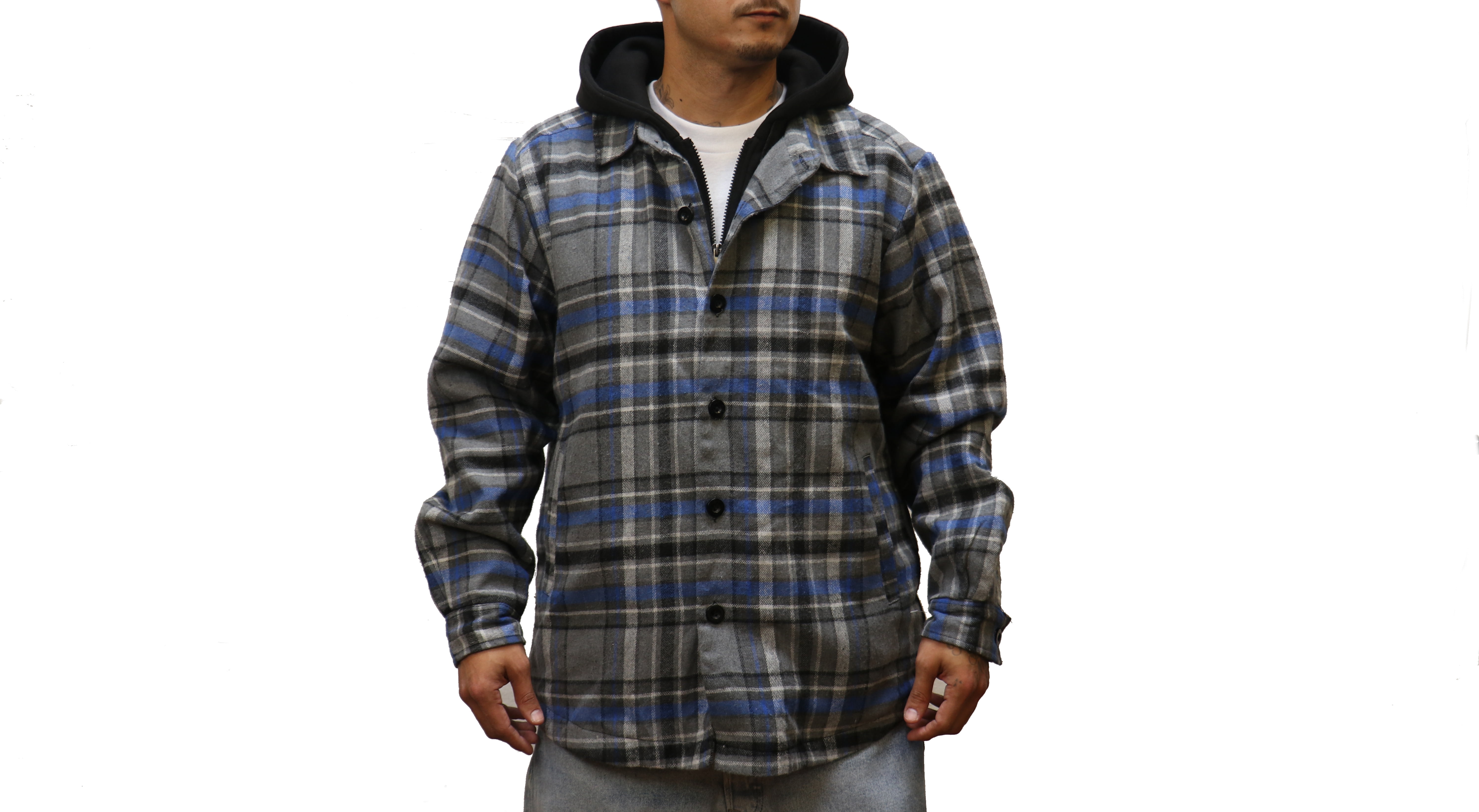 FLANNEL JACKET WITH FLEECE HOOD AND QUILTED NYLON LINING - Walmart.com