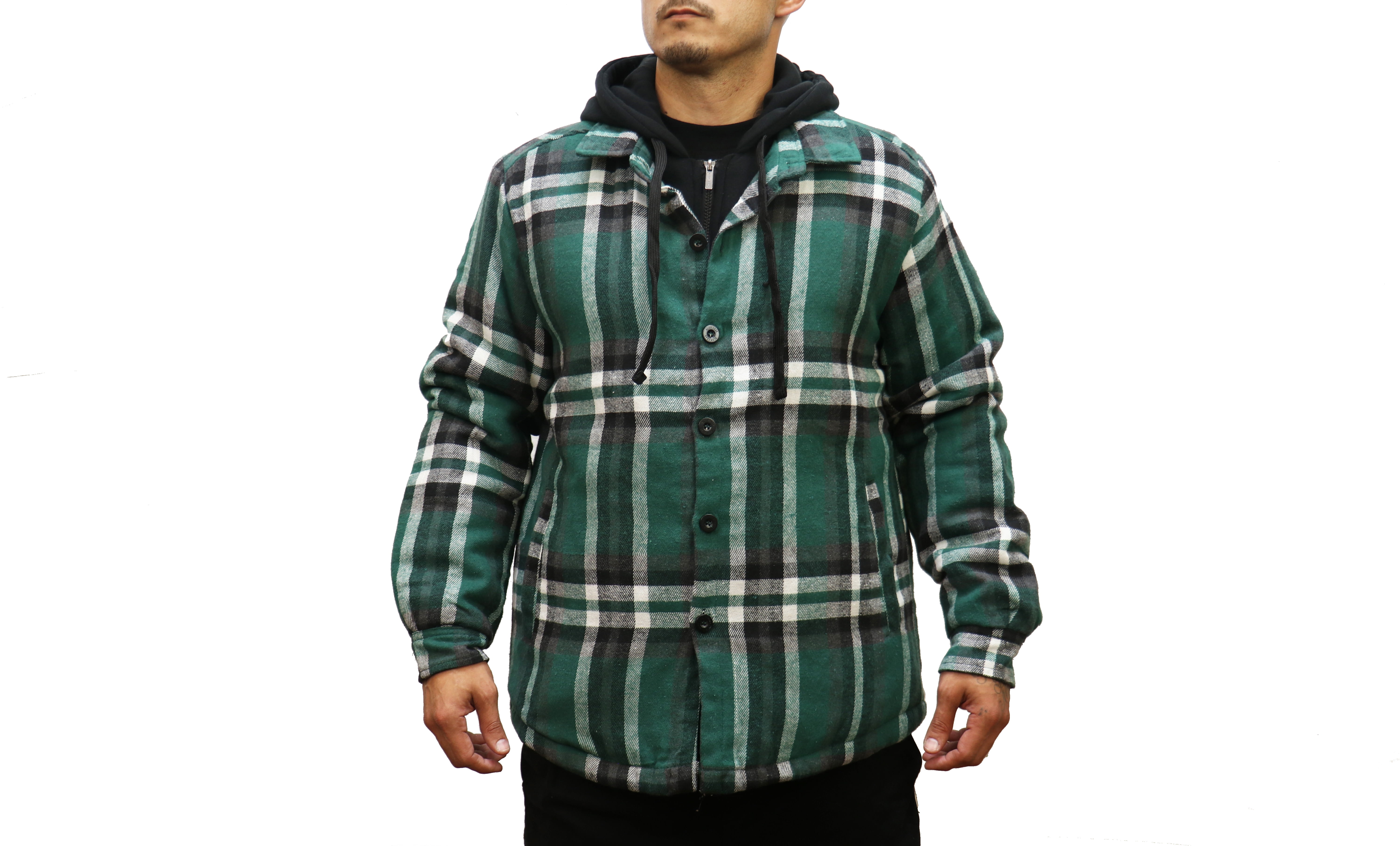 FLANNEL JACKET WITH FLEECE HOOD AND QUILTED NYLON LINING - Walmart.com
