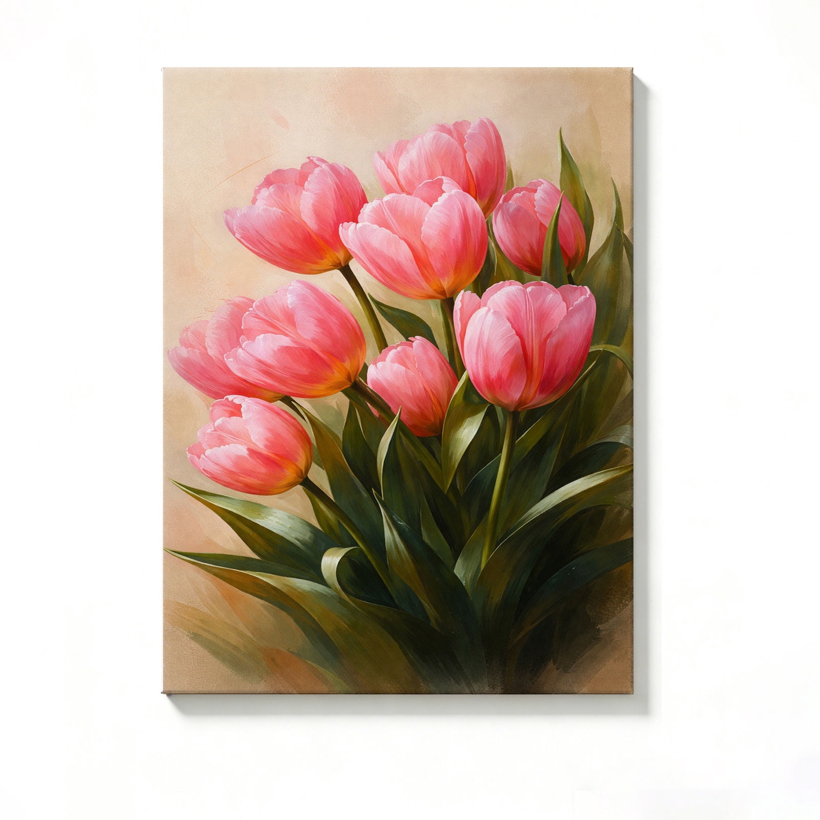 FLASHLUMI 12x18 Inch Vintage Pink Tulip Floral Canvas Wall Art, Rustic ...