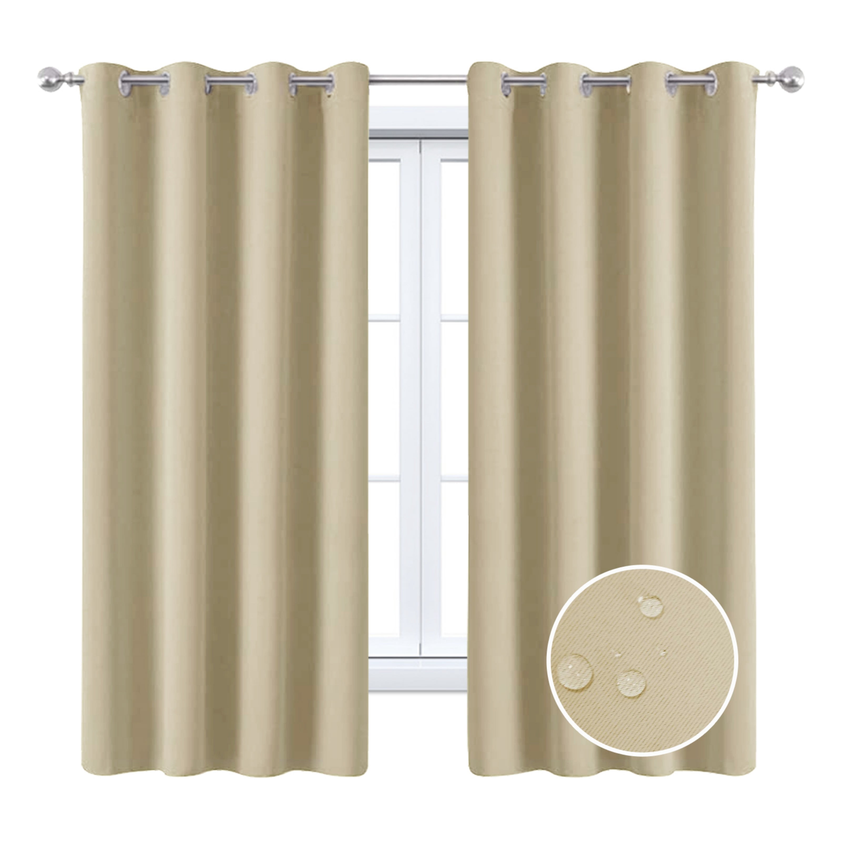 FLASHLUMI 2 Panels 52" x 72" Outdoor Waterproof Curtains, Grommet ...