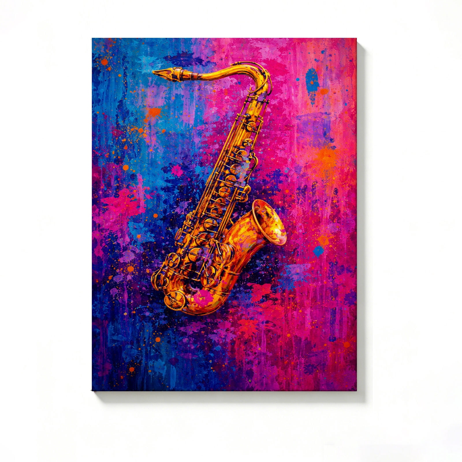 FLASHLUMI 24x36 Inch Colorful Abstract Saxophone Canvas Wall Art ...