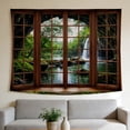 FLASHLUMI 40"x30" Window View Waterfall Wall Tapestry, Wooden Window ...