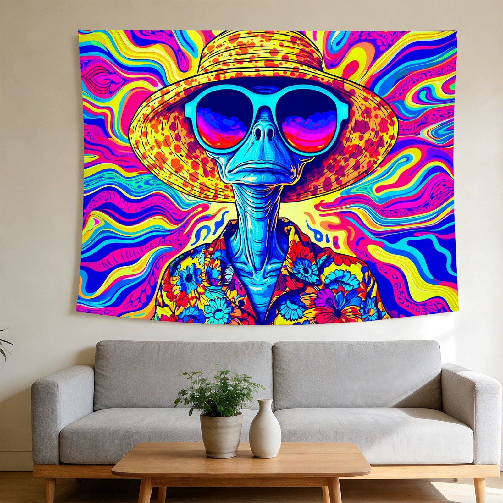 FLASHLUMI UV Reactive Blacklight Tapestry, 40x30in Glow in the Dark ...