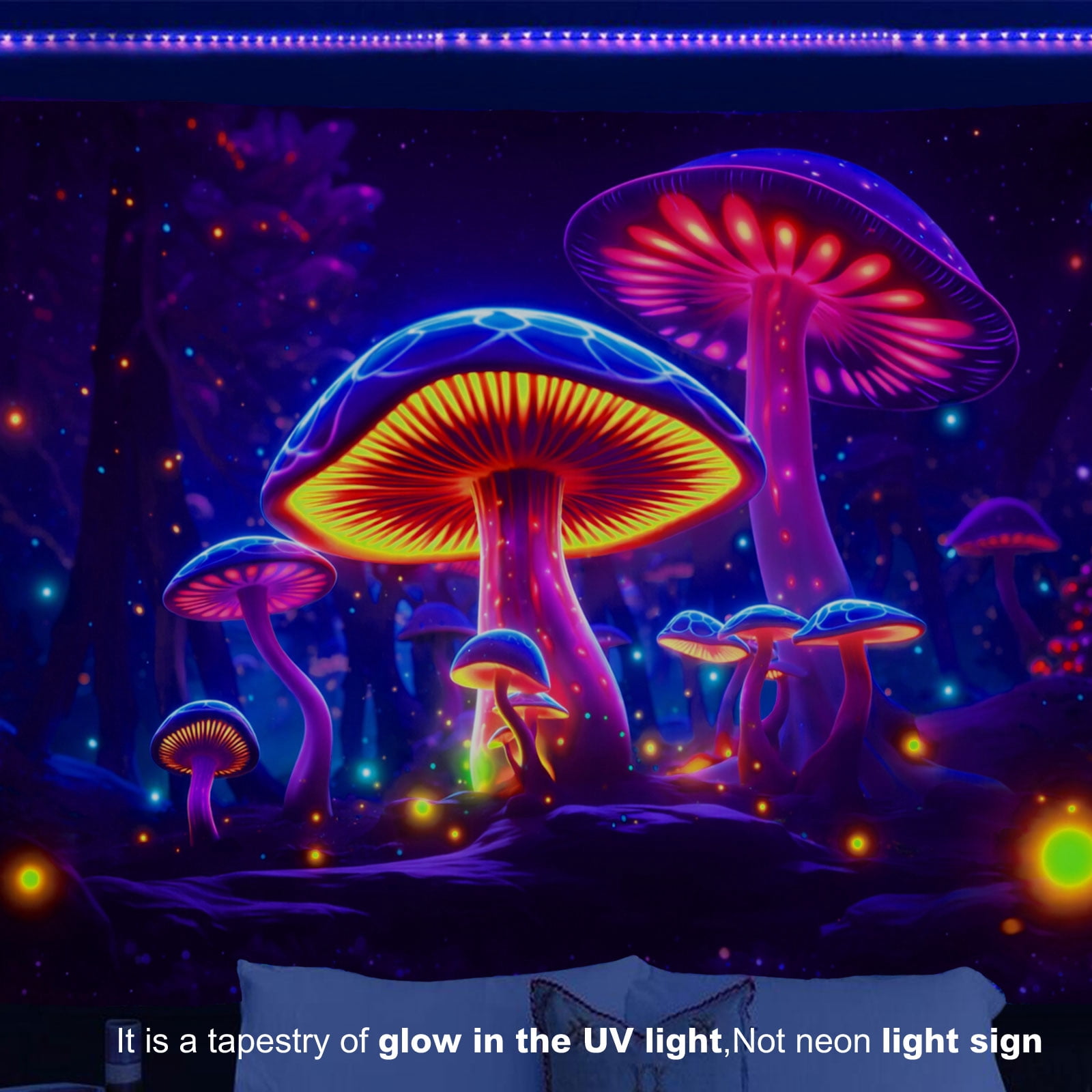 FLASHLUMI UV Reactive Blacklight Tapestry, 60x40in Glow in the Dark ...