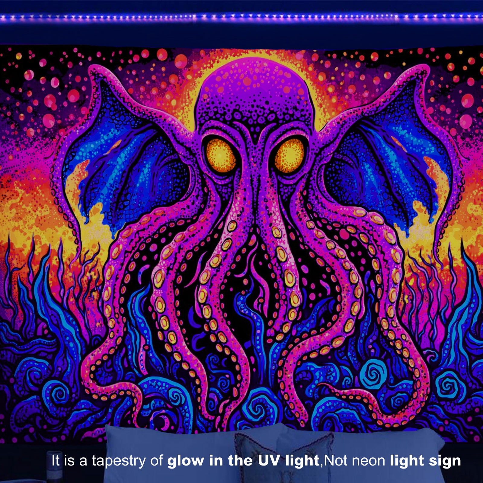 FLASHLUMI UV Reactive Blacklight Tapestry, 60x40in Glow in the Dark ...