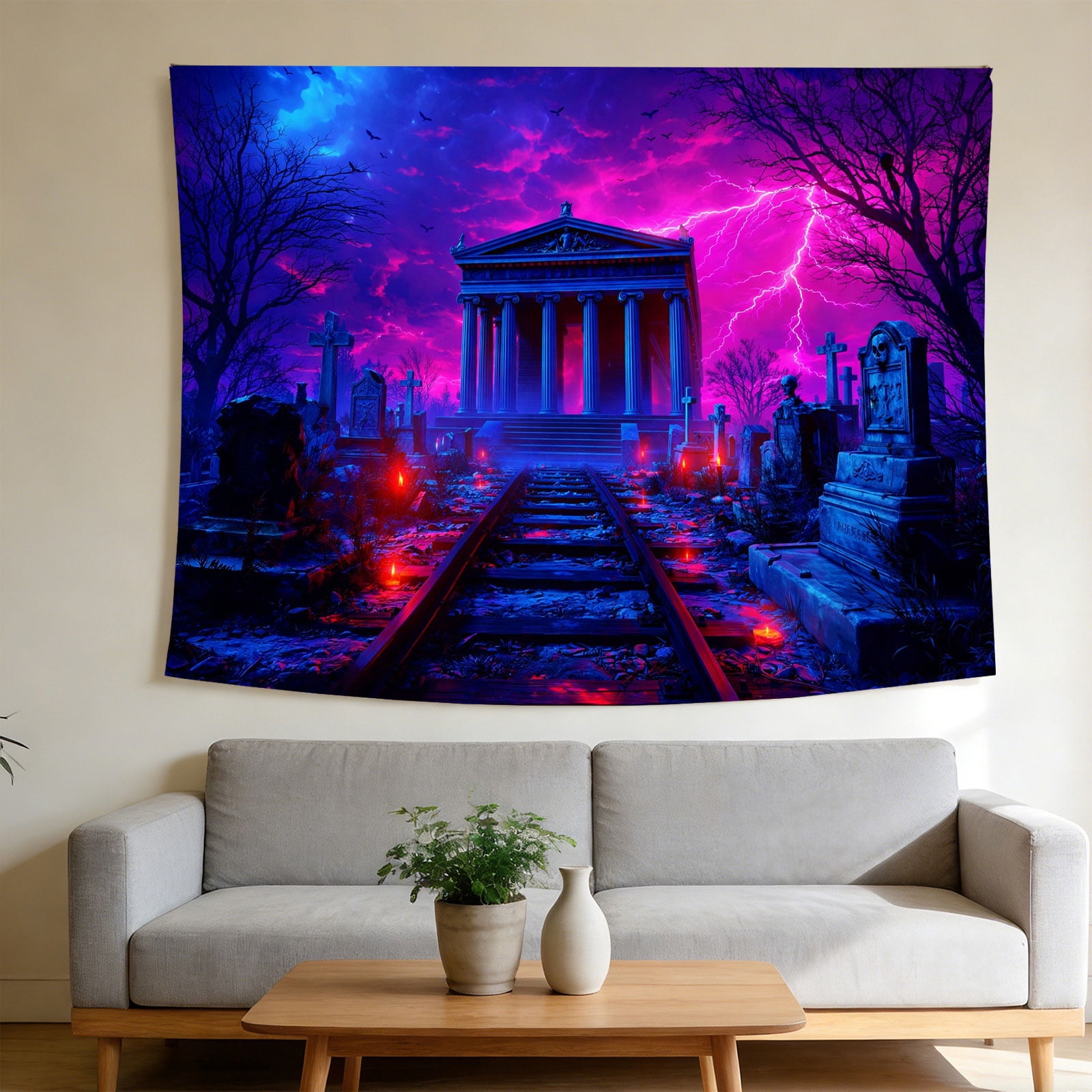 FLASHLUMI UV Reactive Blacklight Tapestry, 60x40in Glow in the Dark ...