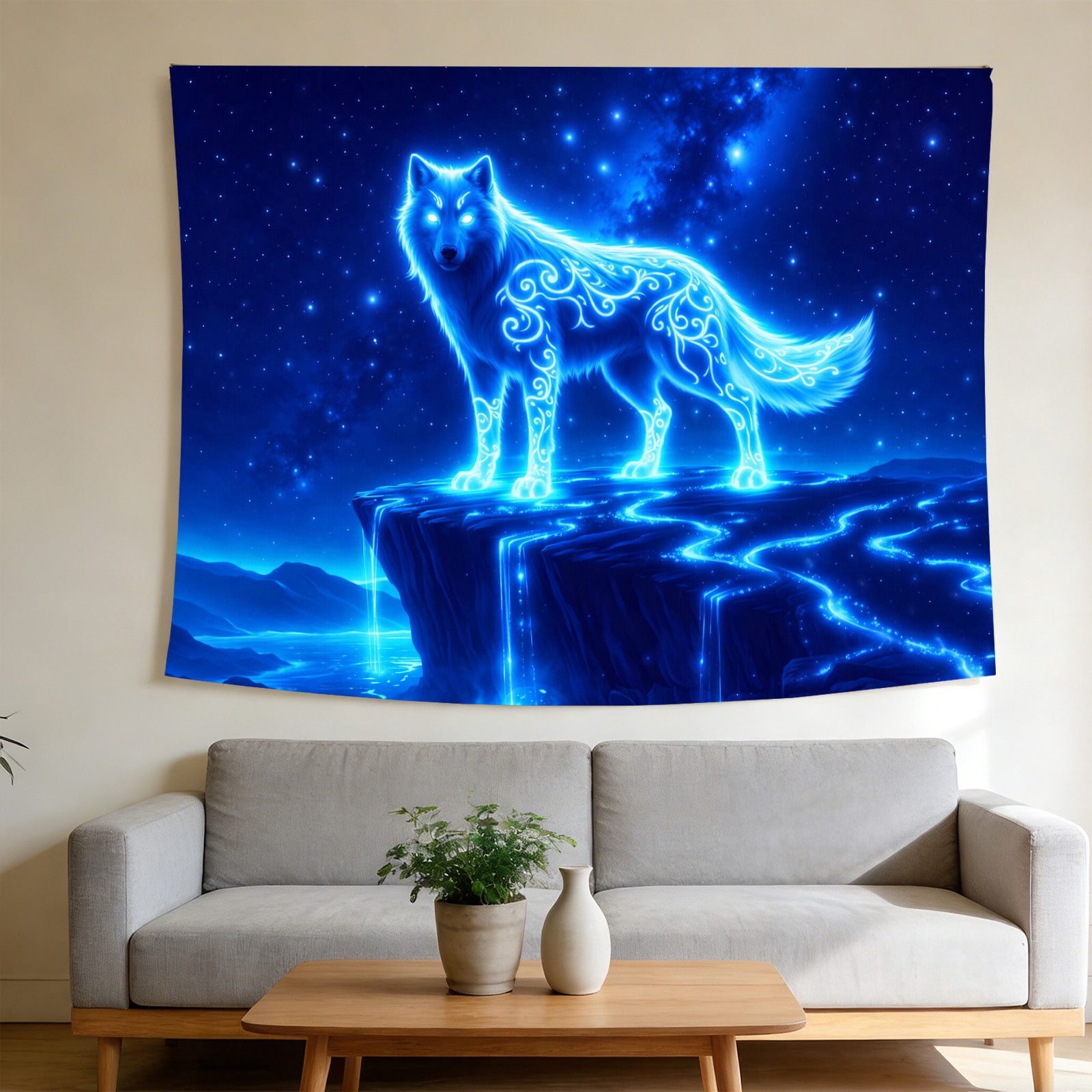 FLASHLUMI UV Reactive Blacklight Tapestry, 60x50in Glow in the Dark ...