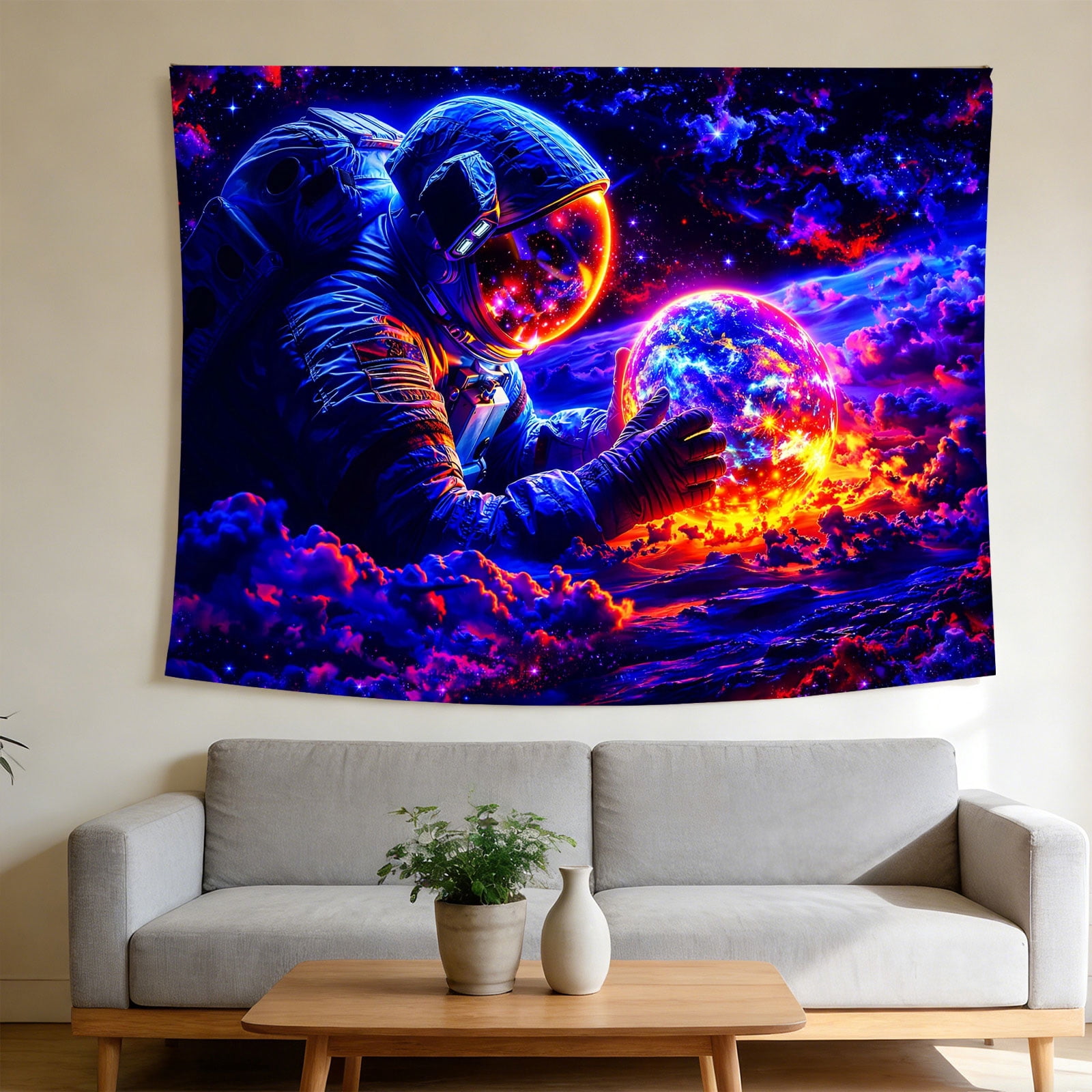 FLASHLUMI UV Reactive Blacklight Tapestry, 60x50in Glow in the Dark ...