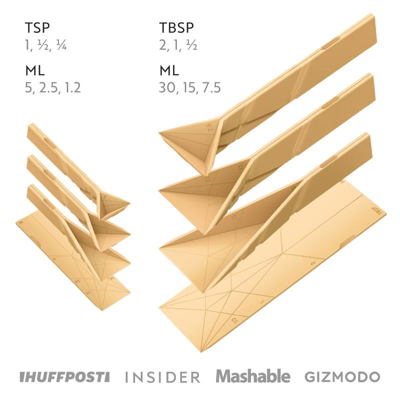 FLAT 3-IN-1 FOLDING MEASURING SPOONS - 2 Spoons with 6 Different Sizes ...