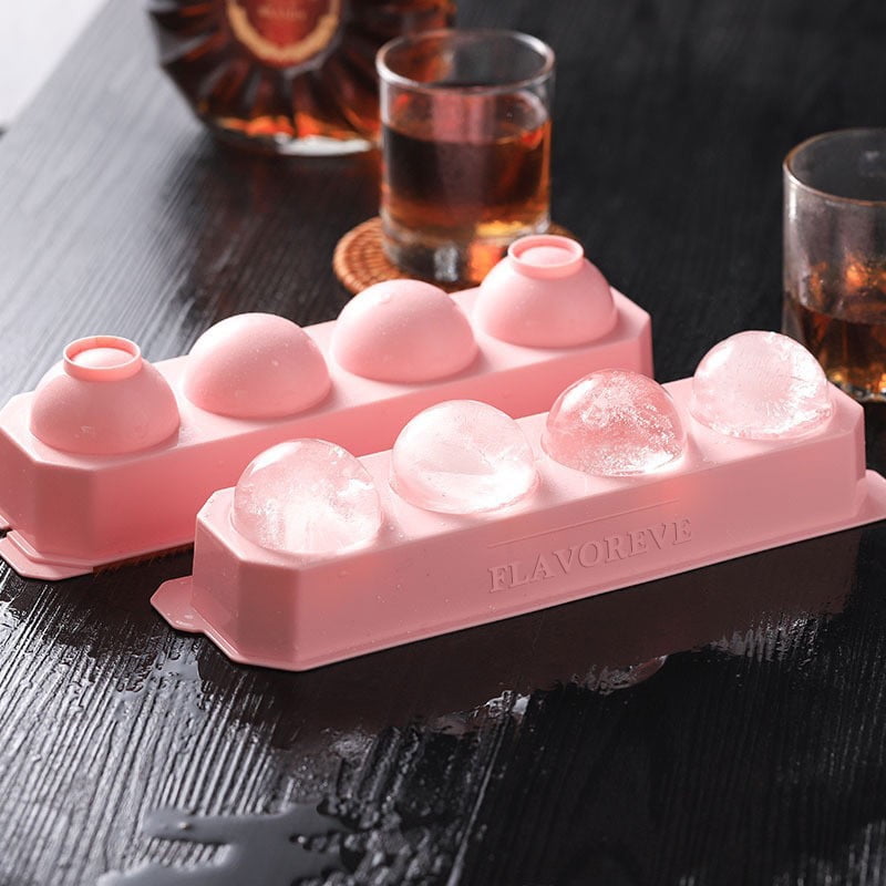 FLAVOREVE Ice Cube Mold，4 Pcs Ice Cube Trays with Lid and Bin, Silicone ...