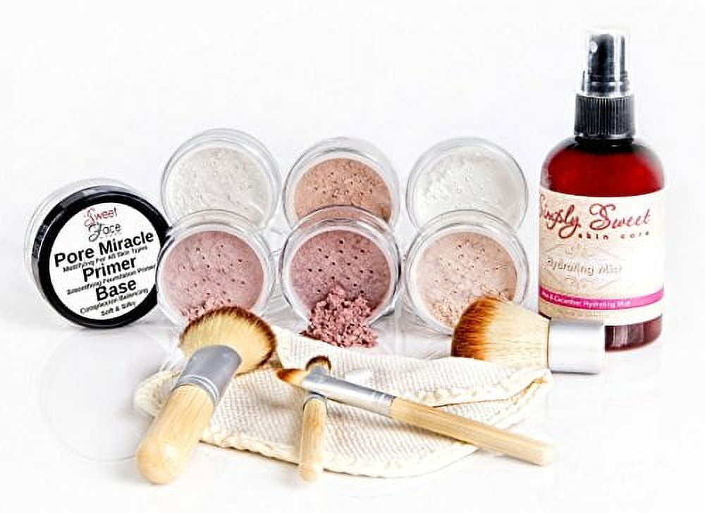 FLAWLESS COMPLEXION KIT (EBONY) Full Size Mineral Makeup Set Matte ...