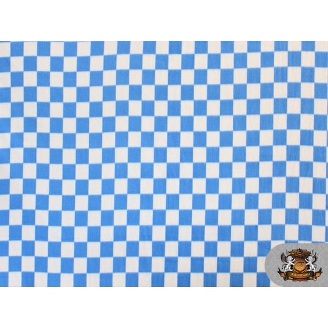 FLEECE PRINTED *LIGHT BLUE CHECKERS* / FABRIC BY THE YARD N-333 ...