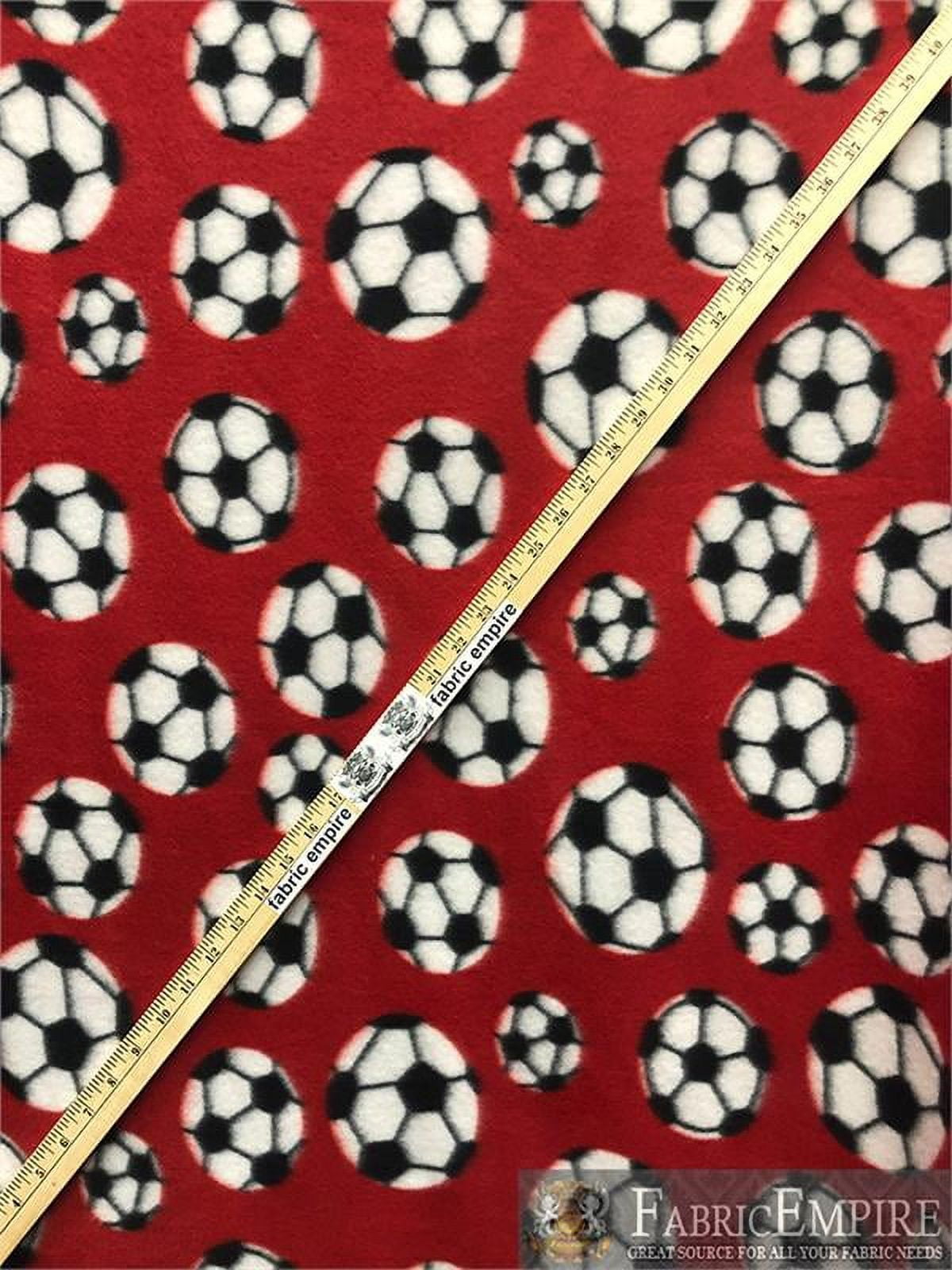 FLEECE PRINTED *SOCCER BALL RED* FABRIC / BY THE YARD N-310 - Walmart.com