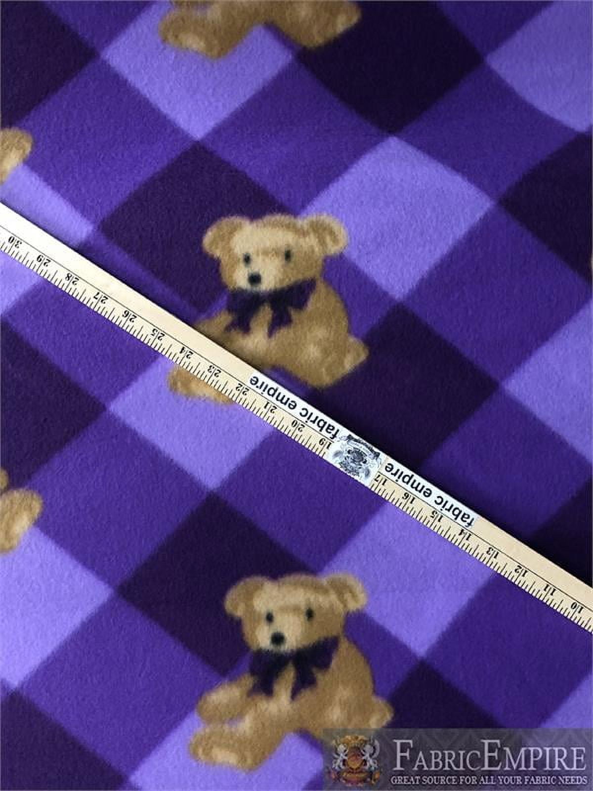 FLEECE PRINTED *TEDDY PURPLE CHECKERS* / FABRIC BY THE YARD N-348 ...