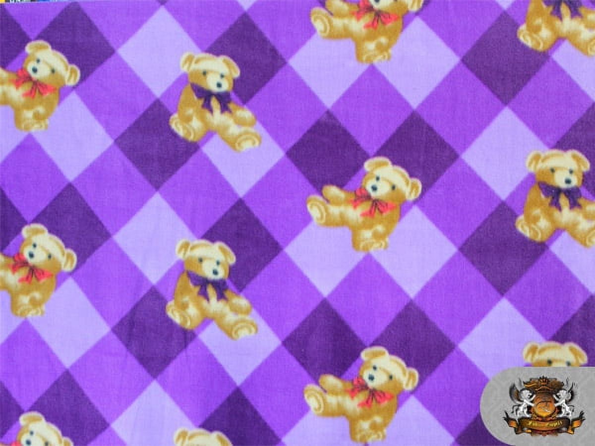 FLEECE PRINTED *TEDDY PURPLE CHECKERS* / FABRIC BY THE YARD N-348 ...