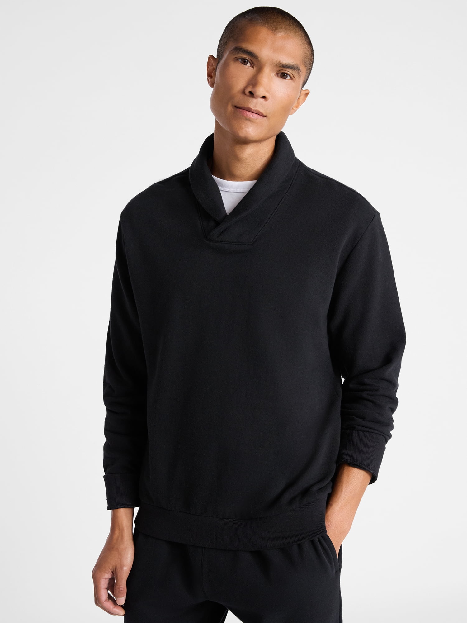 Free Assembly Men's Shawl Collar Fleece Sweatshirt, Sizes S-3XL ...