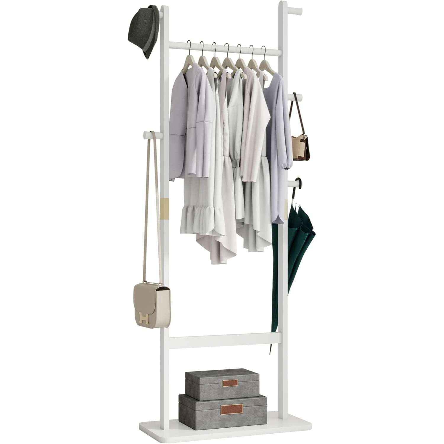 FLERISE Wooden Clothes Rack for Hanging Clothes, Sturdy Clothes Rack ...