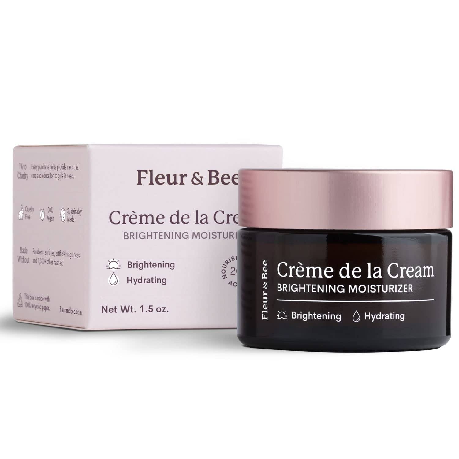 FLEUR & BEE Brightening Moisturizer HYZ01 | Clean, 100% Vegan | Anti Aging, Wrinkle Cream with ...