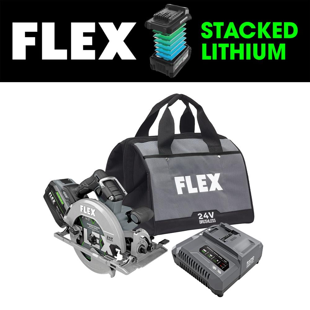 FLEX FLEX 24-volt 7-1/4-in Brushless Cordless Circular saw kit ...