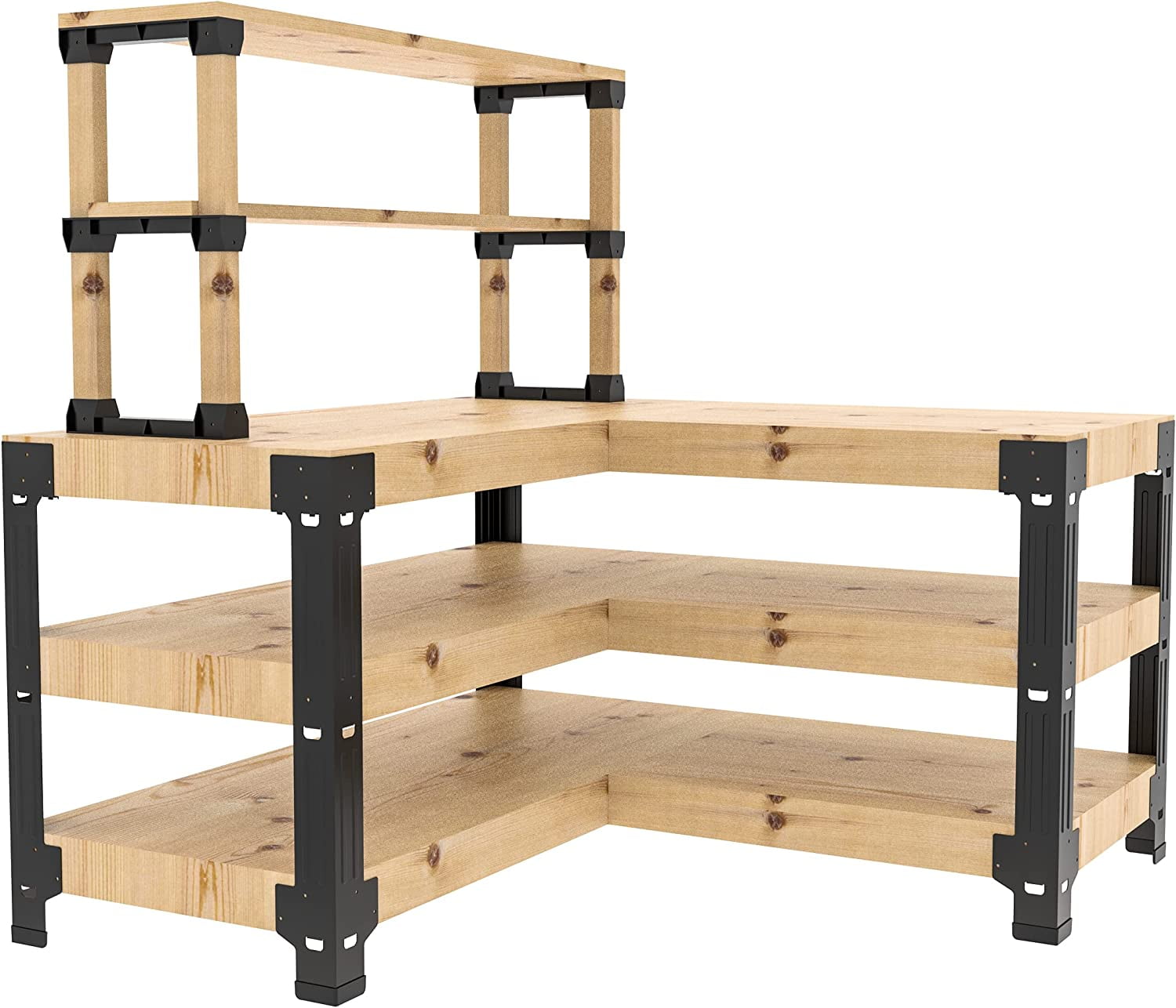 FLEXIMOUNTS Steel Workbench Kit 5 Legs with Shelf Brackets L Shaped ...