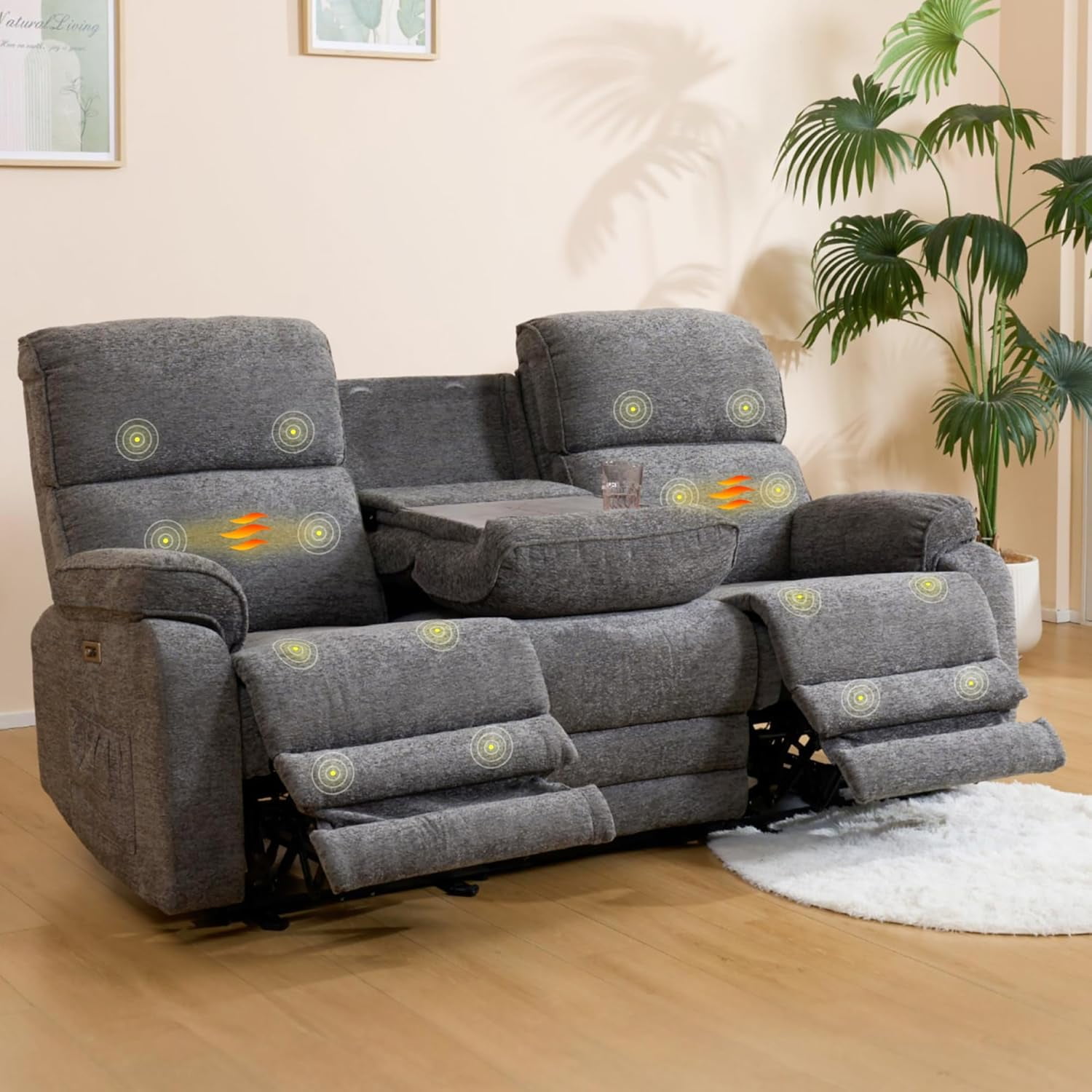 FLEXISOPT Power Recliner Sofa Couch, Electric Recliner Sofa w/Massage ...
