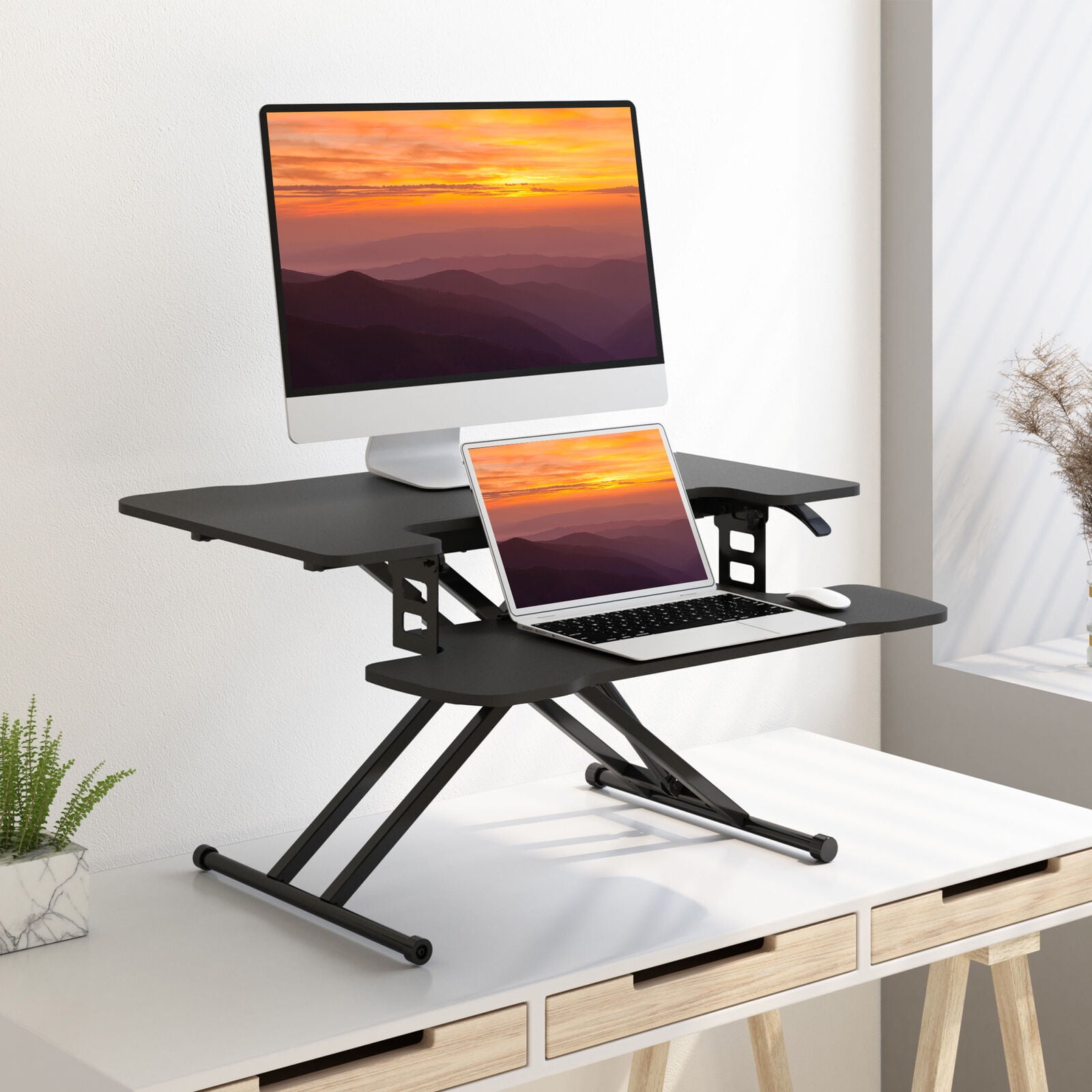FLEXISPOT 31" Home Office Desk Converter Height Adjustable Computer ...