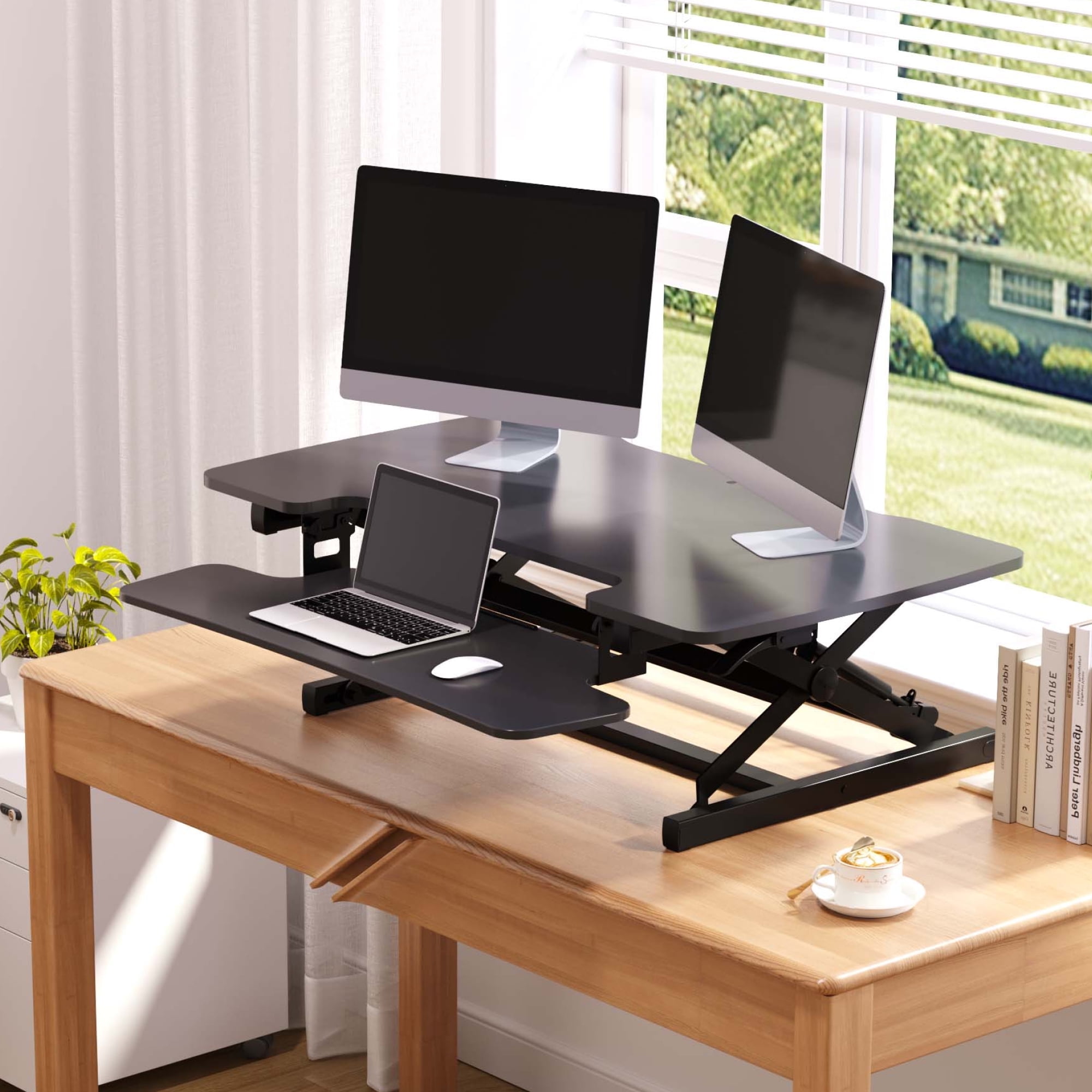 FLEXISPOT 35" Height Adjustable Stand Up Desk Converter, Quick Sit to ...