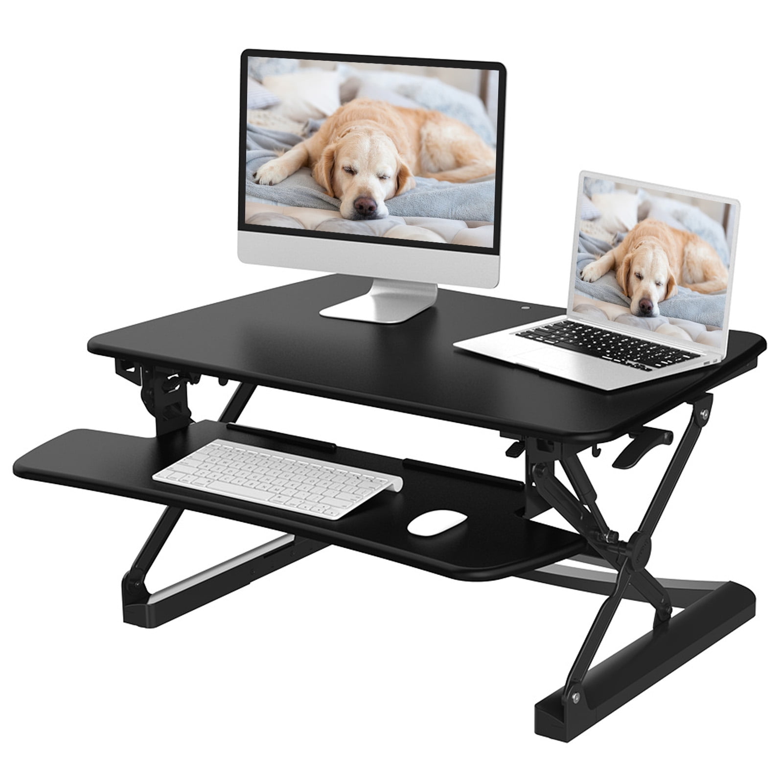 FLEXISPOT 35" Width Height Adjustable Standing Desk Converter Black ...