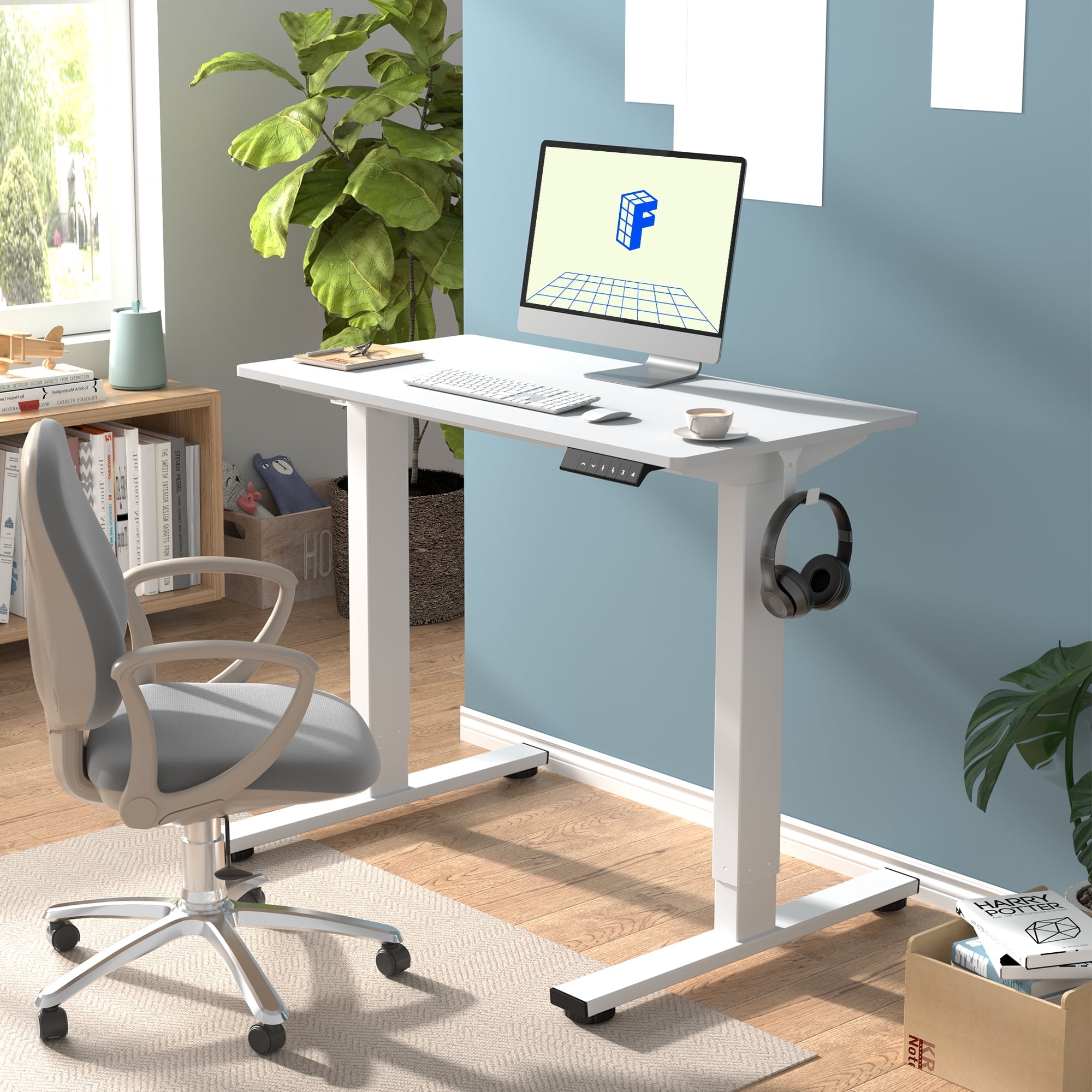 "ACTIVESIT Ergonomic Electric Height Adjustable Desk 40""x24"", White ...