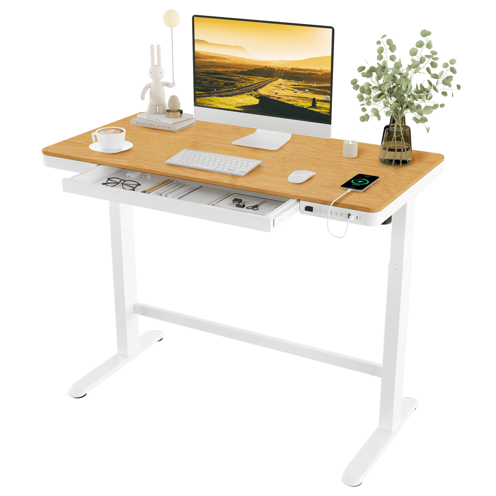FLEXISPOT 48"x24" White Home Office Height Adjustable Standing Desk ...