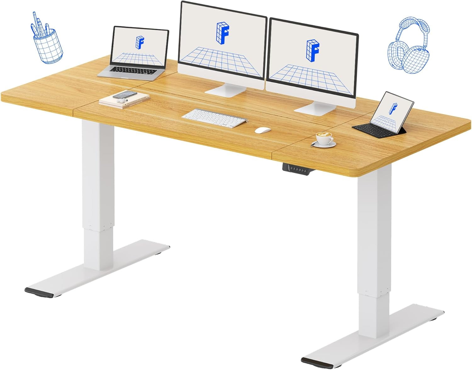 FLEXISPOT Dual Motor 71 x 32 Inch Standing Desk, Large Height ...