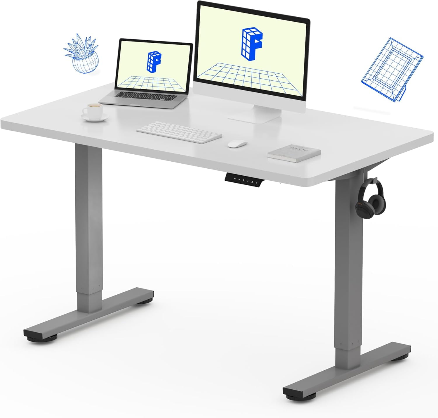 FLEXISPOT EN1 One-Piece Electric Standing Desk 48 x 24 Inches Seamless ...