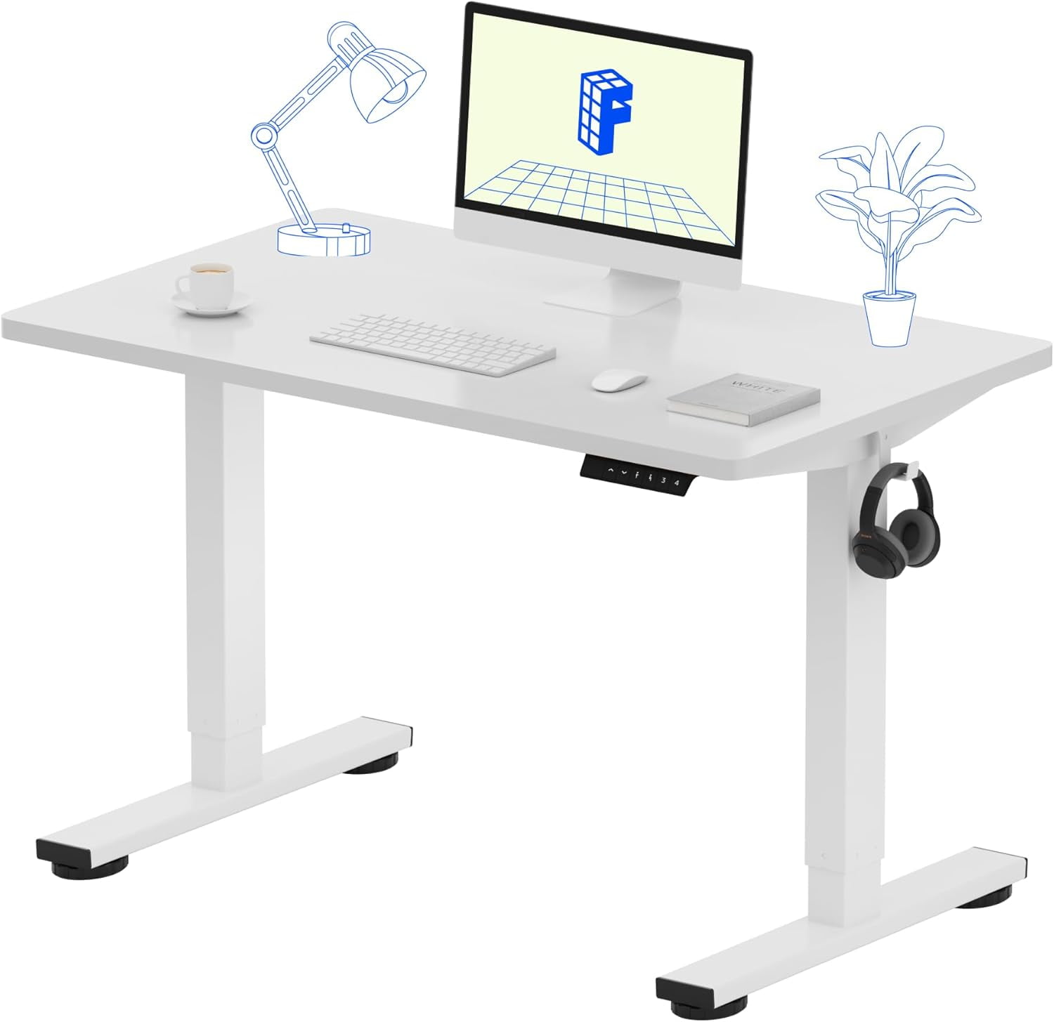 FLEXISPOT EN1 One-Piece Standing Desk 40 x 24 Inches Height Adjustable ...