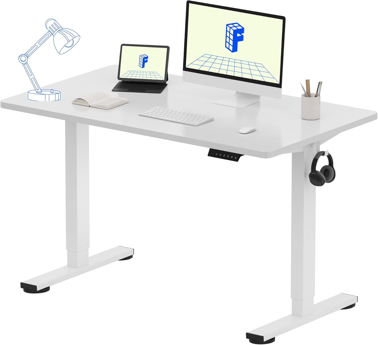 FLEXISPOT EN1 One-Piece Standing Desk 48 x 24 Inches Height Adjustable ...