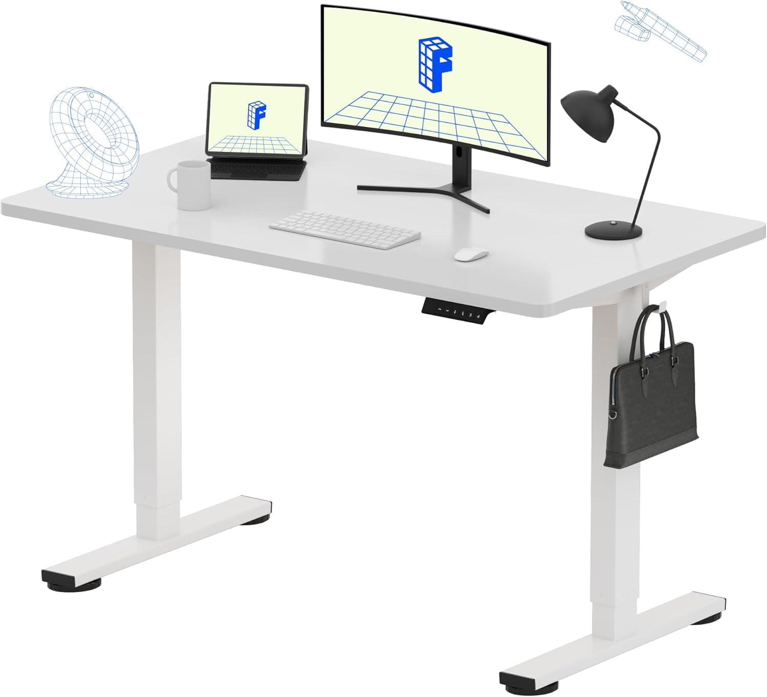 FLEXISPOT EN1 Whole-Piece White Standing Desk 48 x 24 Inches Desk Board ...