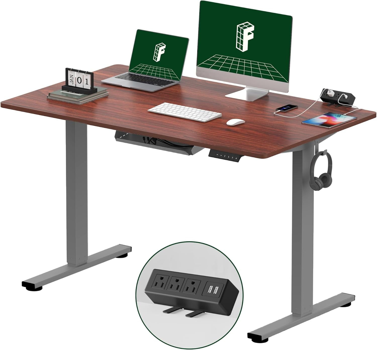 FLEXISPOT EN2 Standing Desk Height Adjustable 48 x 30'' Whole-Piece ...