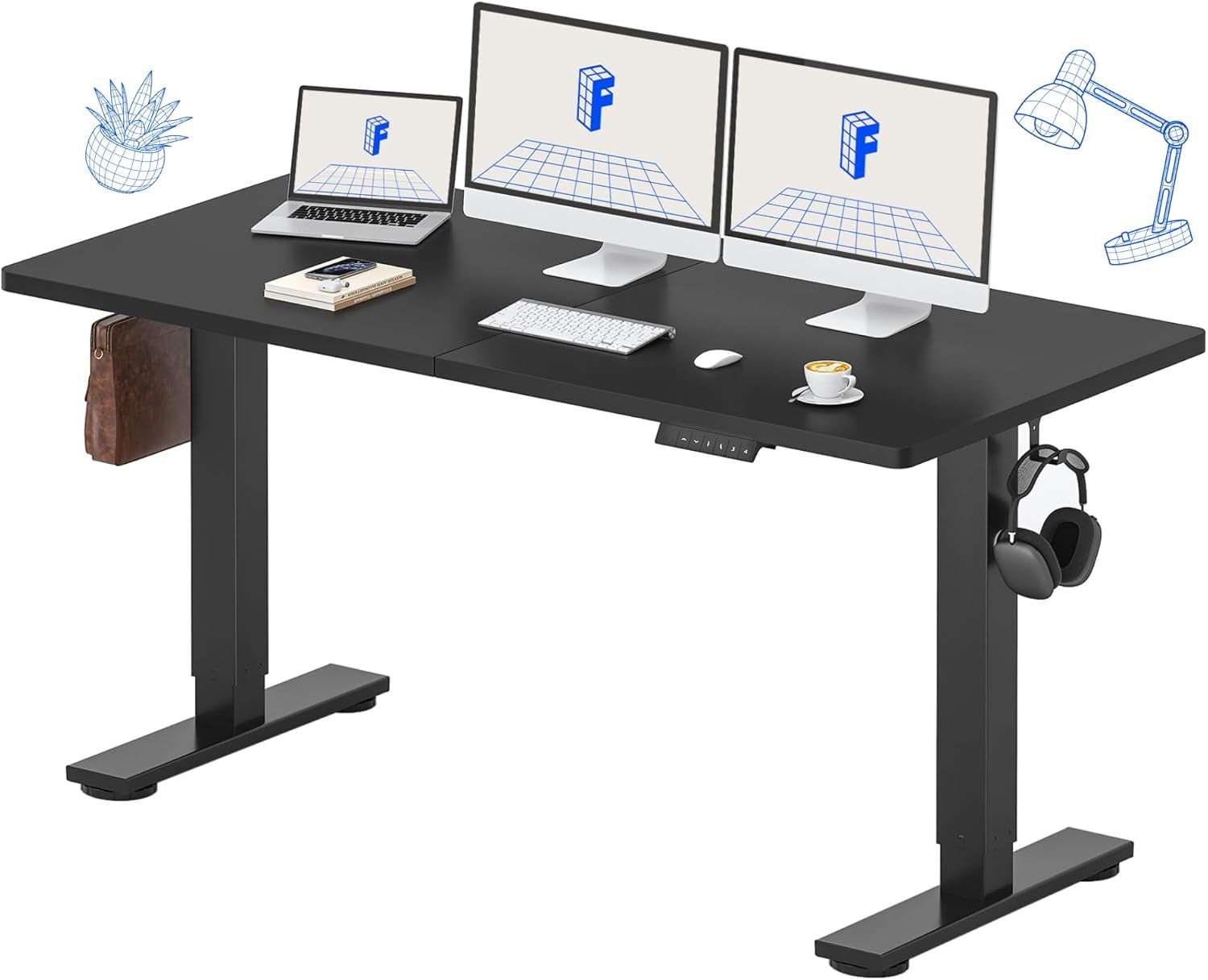 FLEXISPOT Electric Standing Desk 63 x 24 Inch Adjustable Height Desk ...